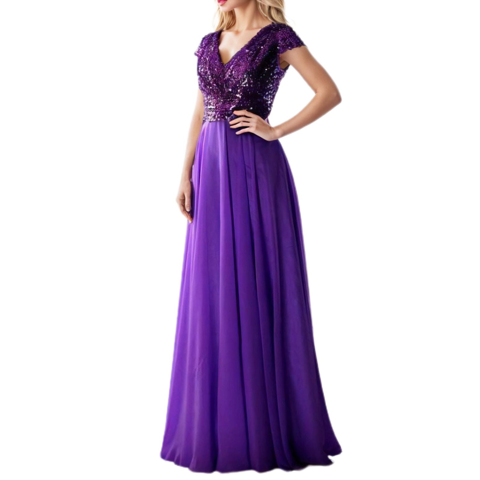 SWSMCLT Women's Long Formal Dress Cocktail Dress Sequin Evening Gown ...