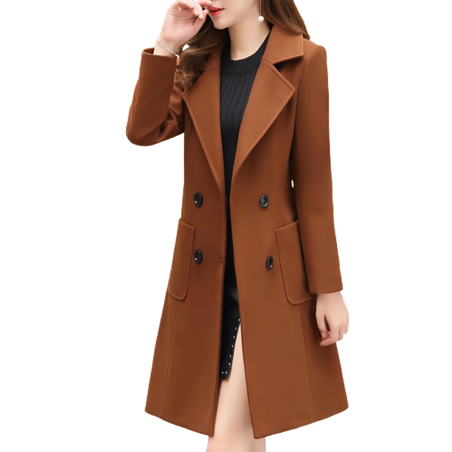 SWSMCLT Women's Long Pea Coats Fashion Winter Coat Double Breasted ...