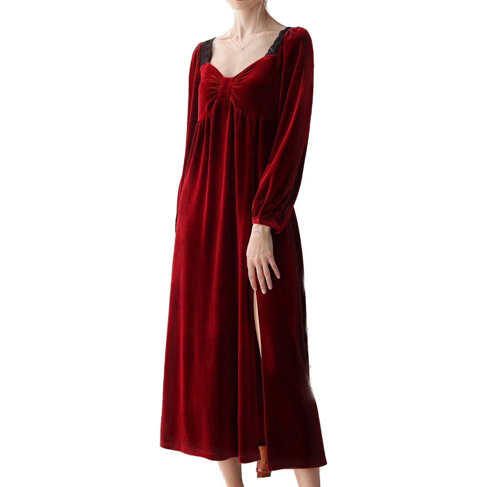 SWSMCLT Women's Long Sleeve Nightgown Luxury Velour Sleepwear Victorian ...