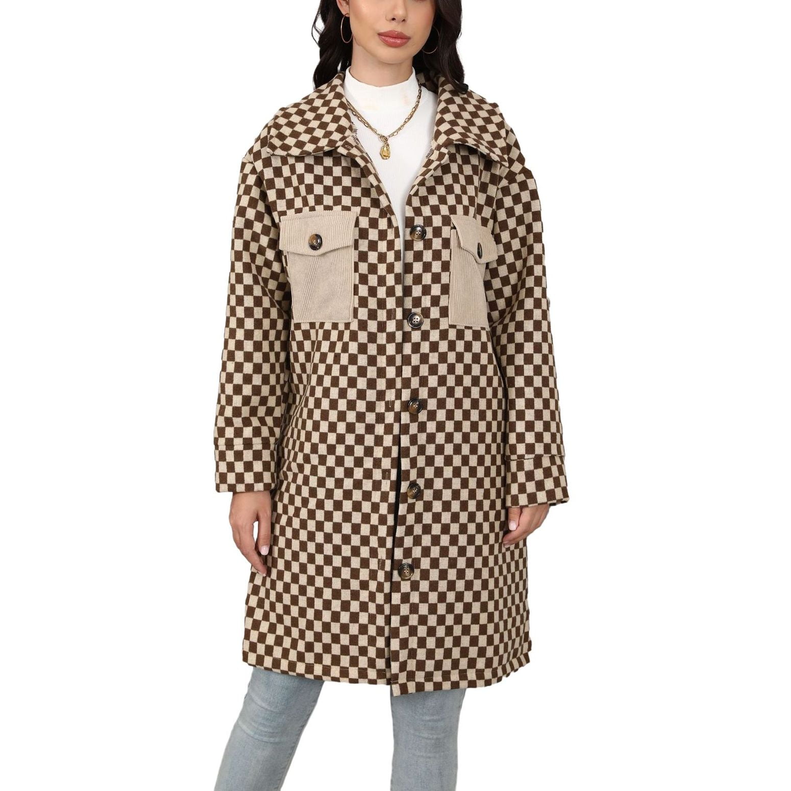 SWSMCLT Women's Long Sleeve Pea Coat Fall Date Night Overcoat Coats ...