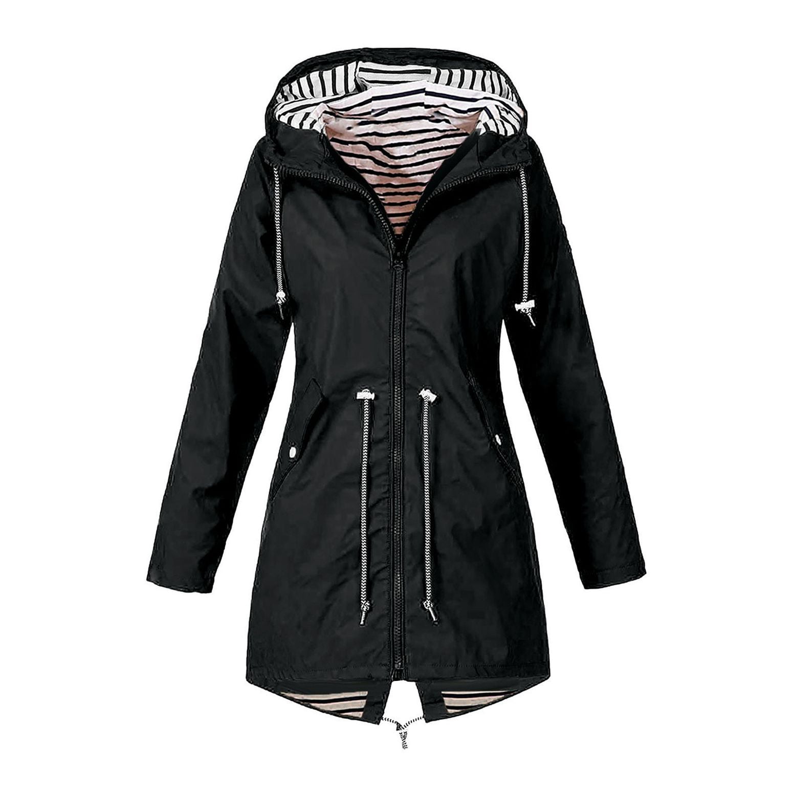SWSMCLT Women's Long Sleeve Rain Jacket Split Full Zip Hooded ...