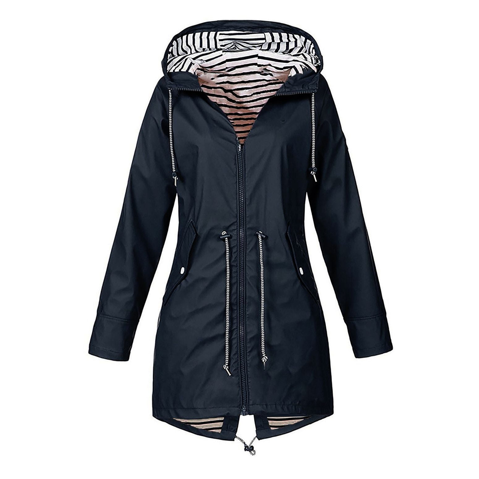 SWSMCLT Women's Long Sleeve Rain Jacket Split Full Zip Hooded ...