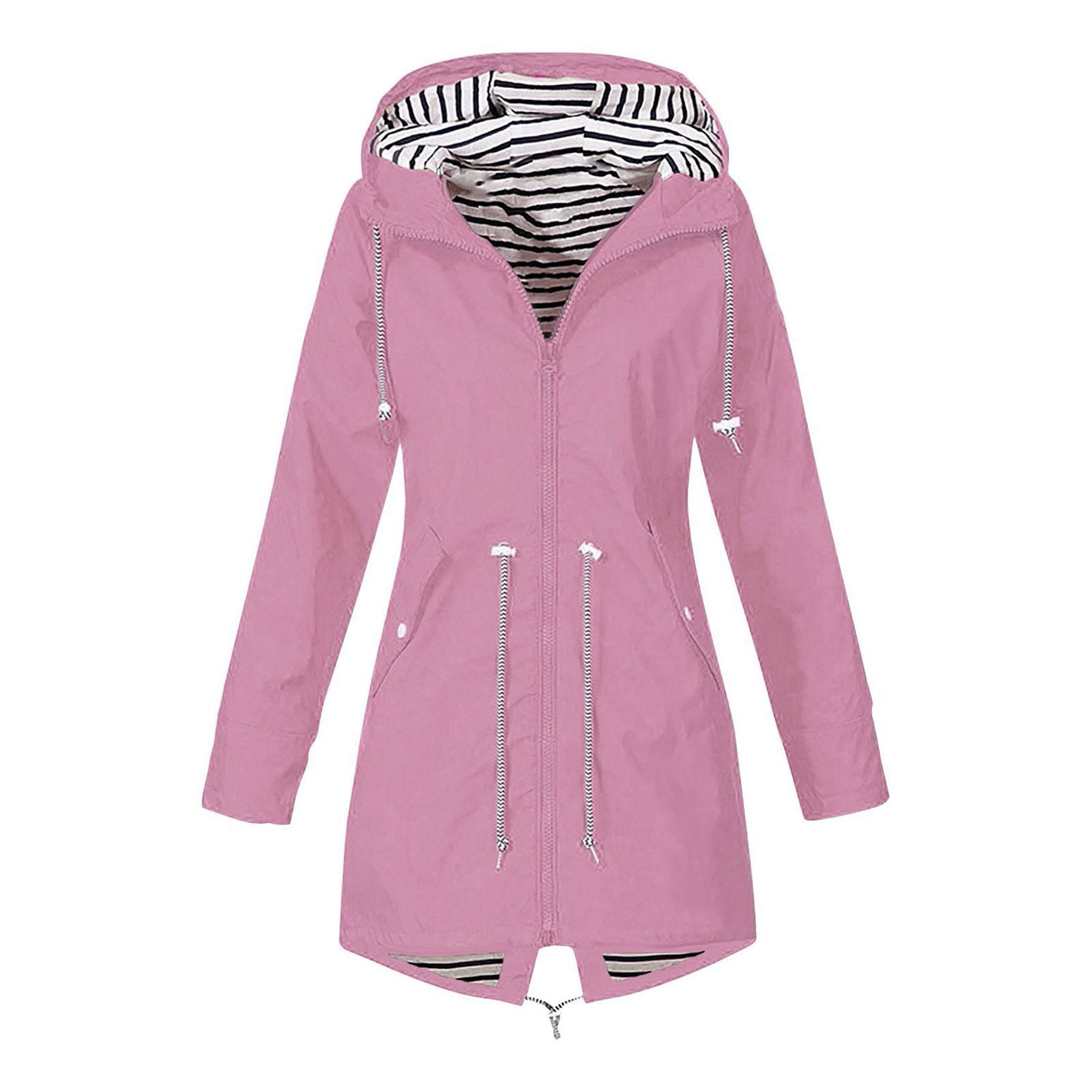 SWSMCLT Women's Long Sleeve Rain Jacket Split Full Zip Hooded ...
