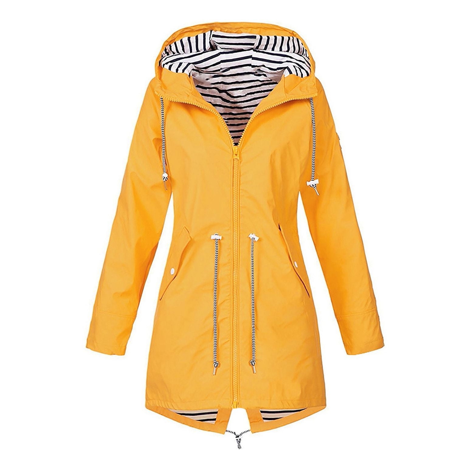 SWSMCLT Women's Long Sleeve Rain Jacket Split Full Zip Hooded ...