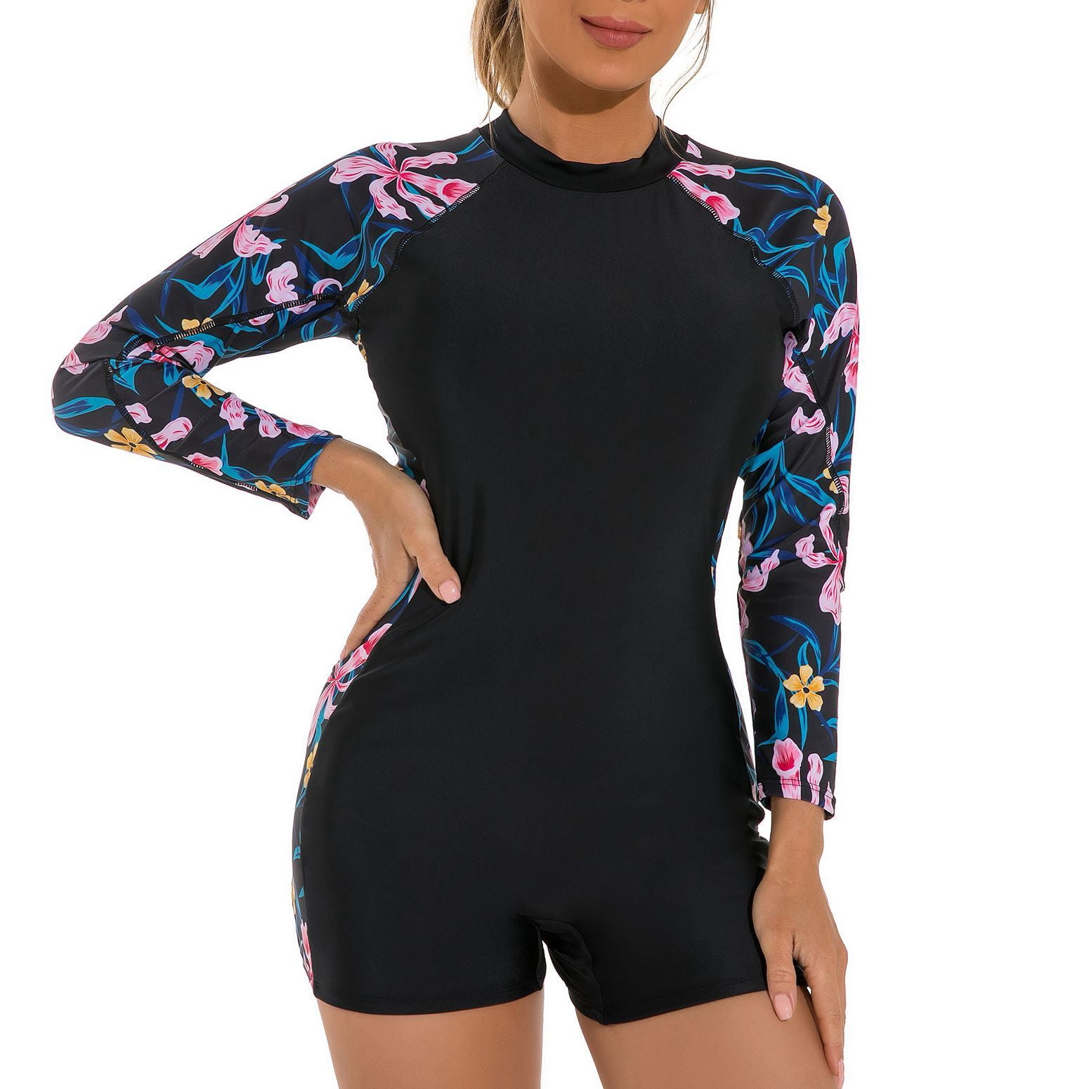 SWSMCLT Women's Long Sleeve Rash Guard Beach Swimsuit High Waisted ...