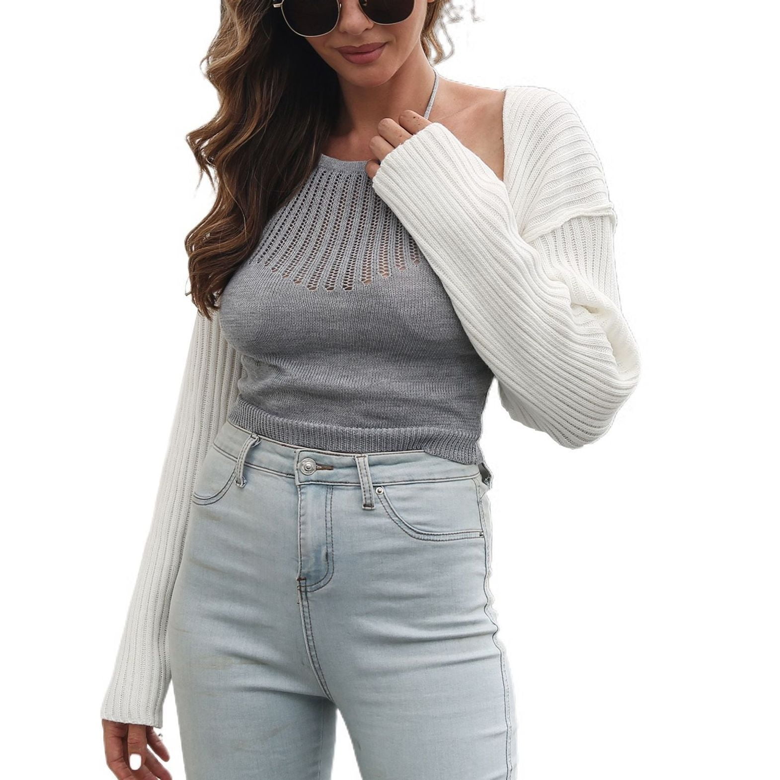 SWSMCLT Women's Long Sleeve Shrug Knit Sun Protection Stretch Cardigan ...