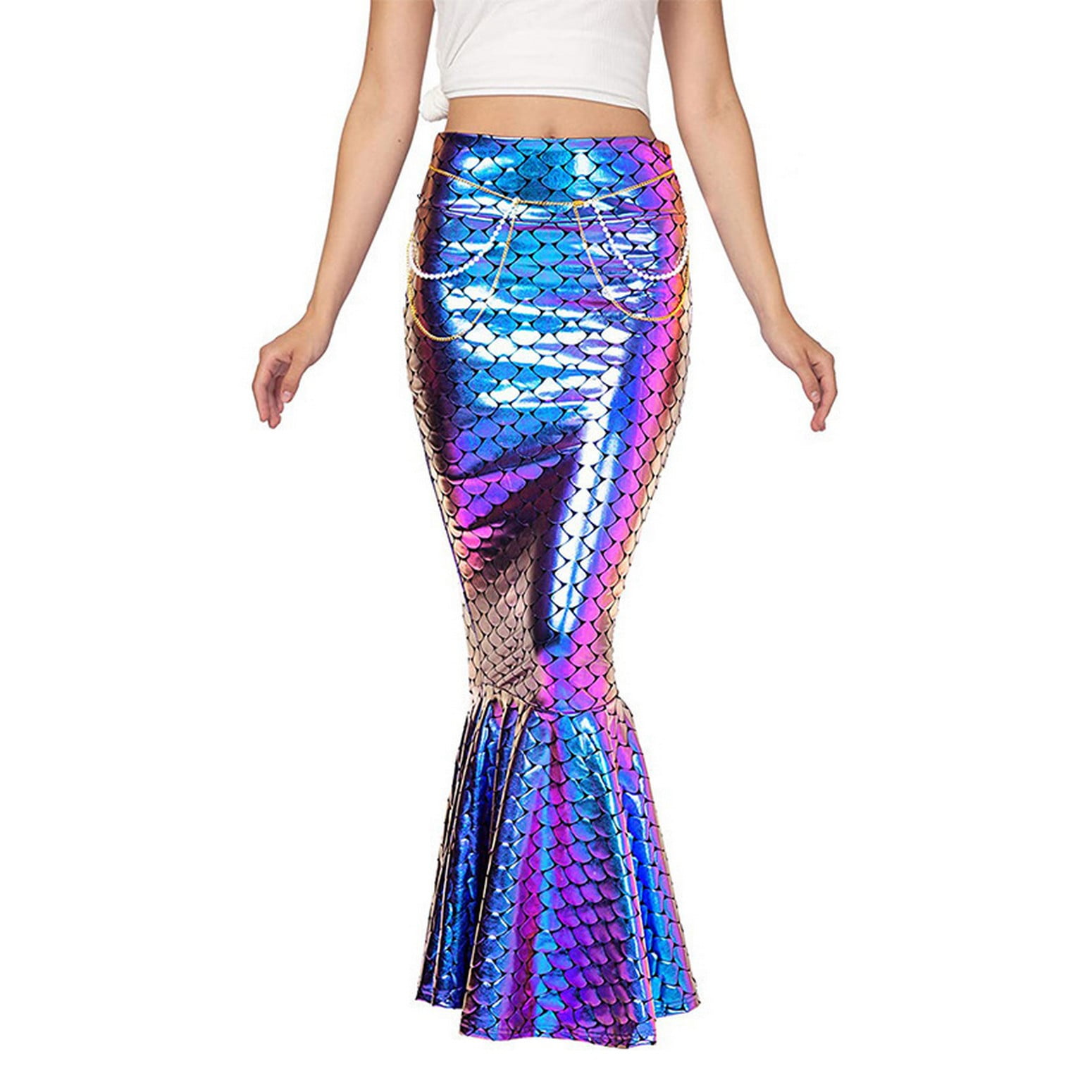 SWSMCLT Women's Mermaid Tail Adult Skirt Bodycon Cos Bead Elastic Band ...