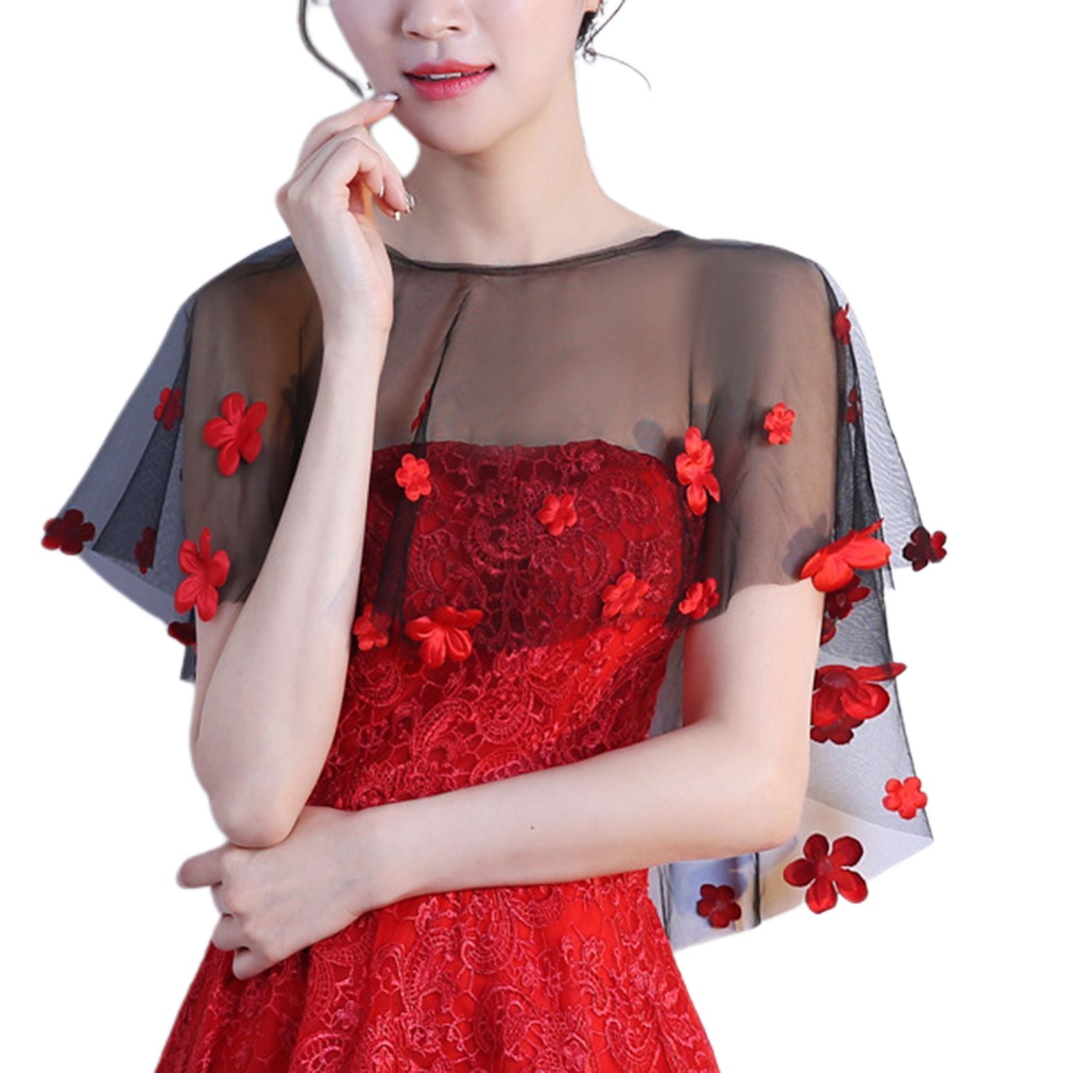 SWSMCLT Women's Mesh Sexy Cape Shrug Bolero Sheer Shawls and Wraps for ...