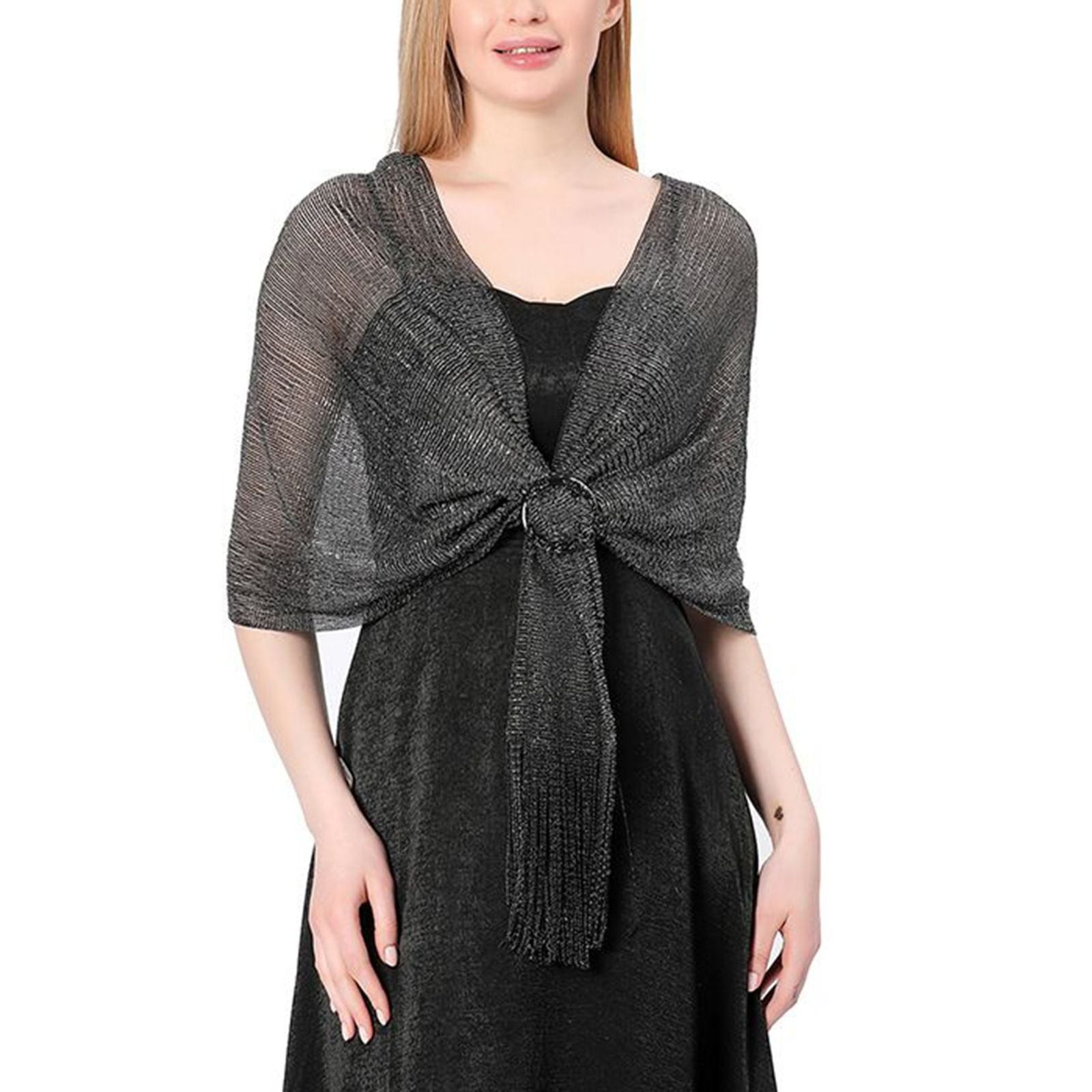 SWSMCLT Women's Metallic Shawls & Wraps Wedding Wrap Scarf Sheer Fringe ...