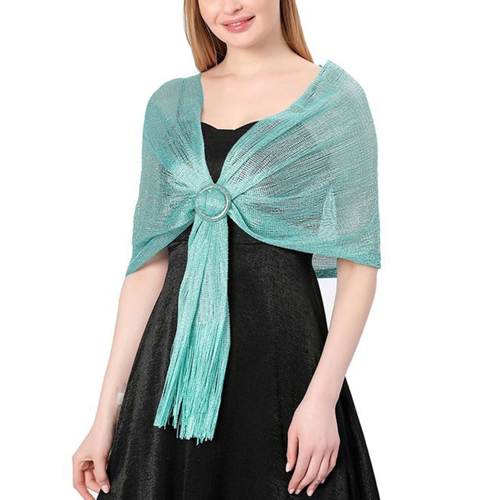 SWSMCLT Women's Metallic Shawls & Wraps Wedding Wrap Scarf Sheer Fringe ...