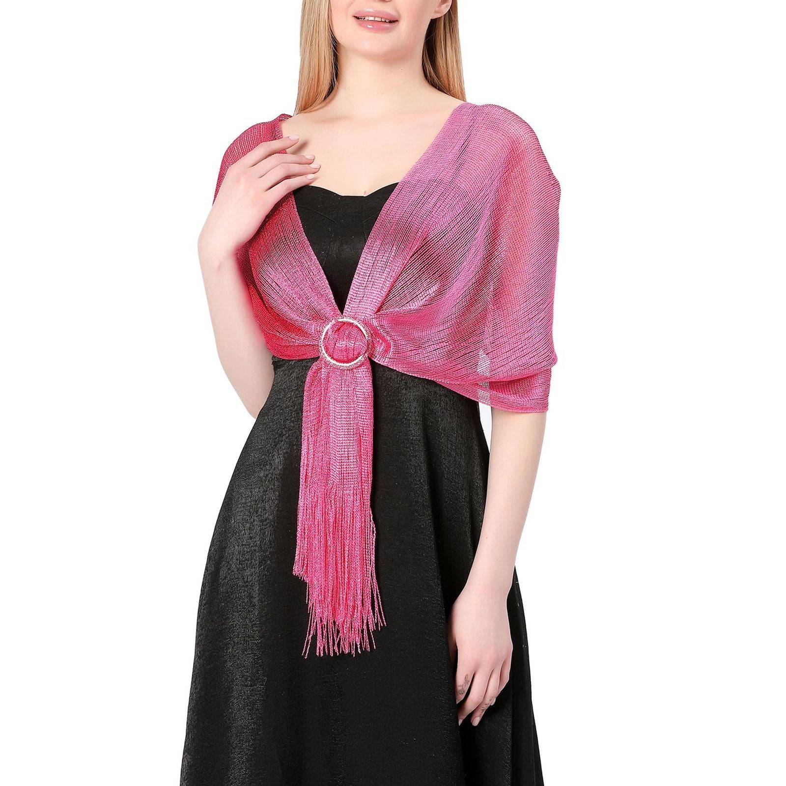SWSMCLT Women's Metallic Shawls & Wraps Wedding Wrap Scarf Sheer Fringe ...