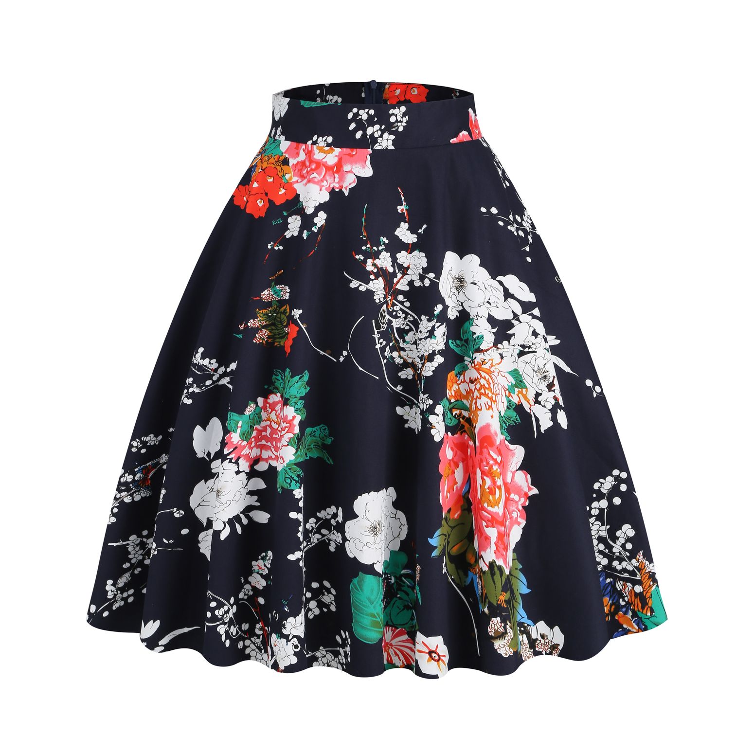 SWSMCLT Women's Midi Skirt Vintage High Waist Peasant Floral Printed ...