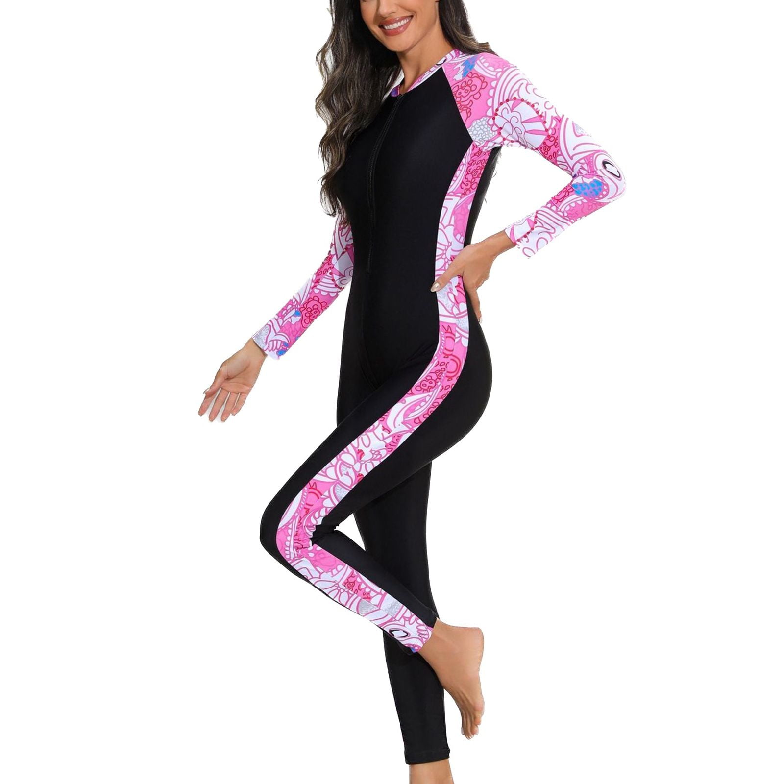 SWSMCLT Women's One Piece Zip Up Swimsuit Rash Guard High Neck Surfing ...