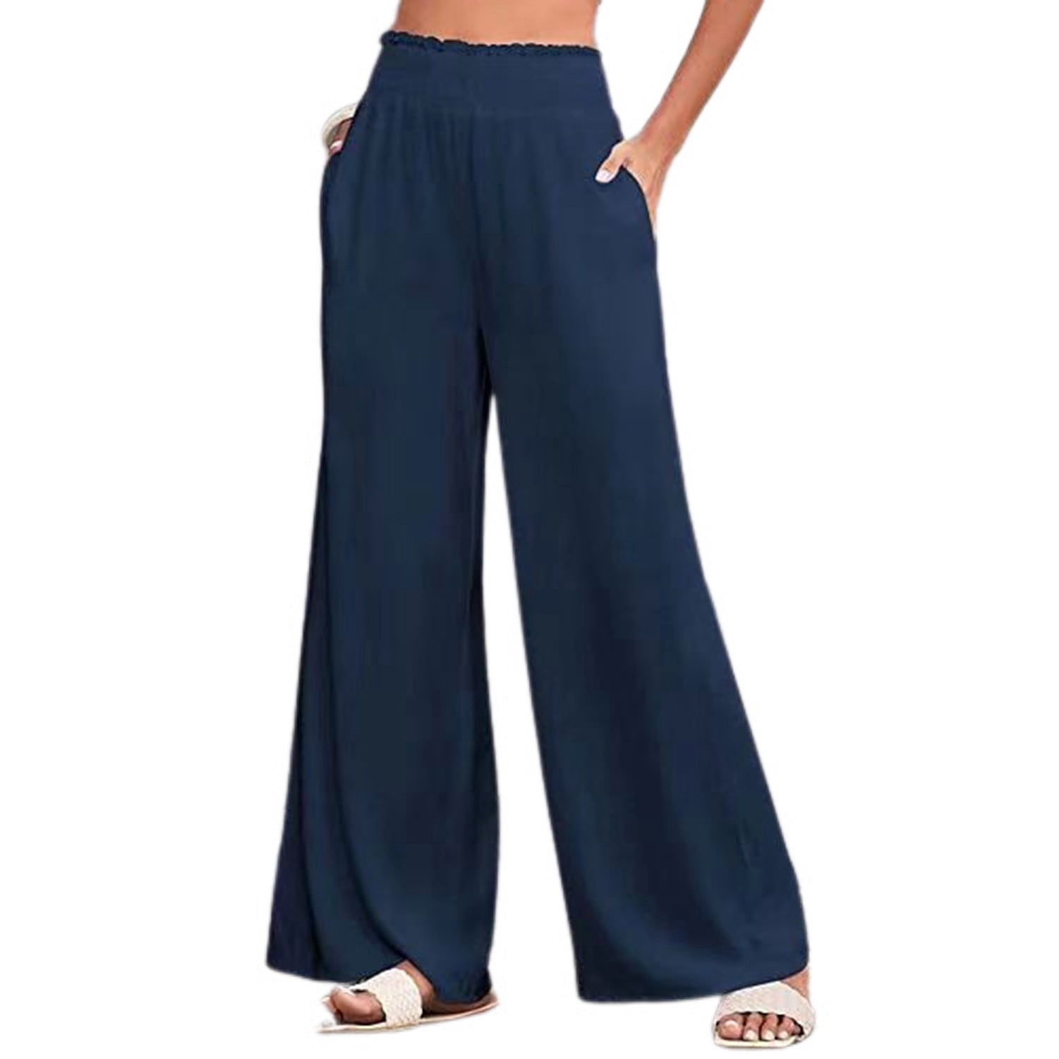 SWSMCLT Women's Palazzo Pant Baggy Cotton Casual Wide Leg Pants High ...