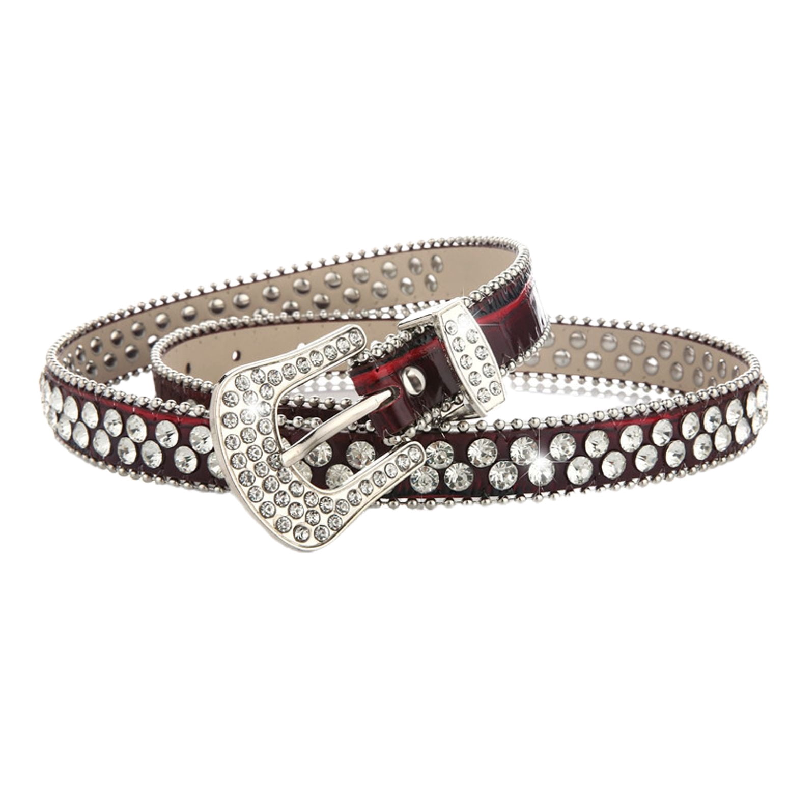SWSMCLT Women's Rhinestone Belt Fashion Western Cowgirl Faux Leather ...