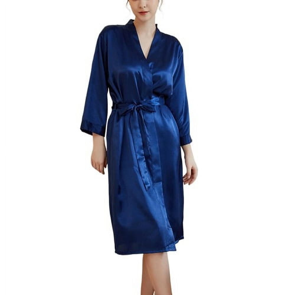 SWSMCLT Women's Satin Robe 3/4 Sleeve Summer Fall Silky Loungewear Robe ...