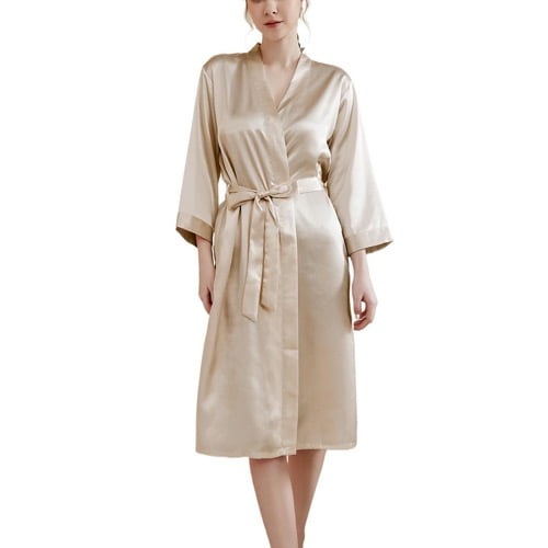 SWSMCLT Women's Satin Robe 3/4 Sleeve Summer Fall Silky Loungewear Robe ...
