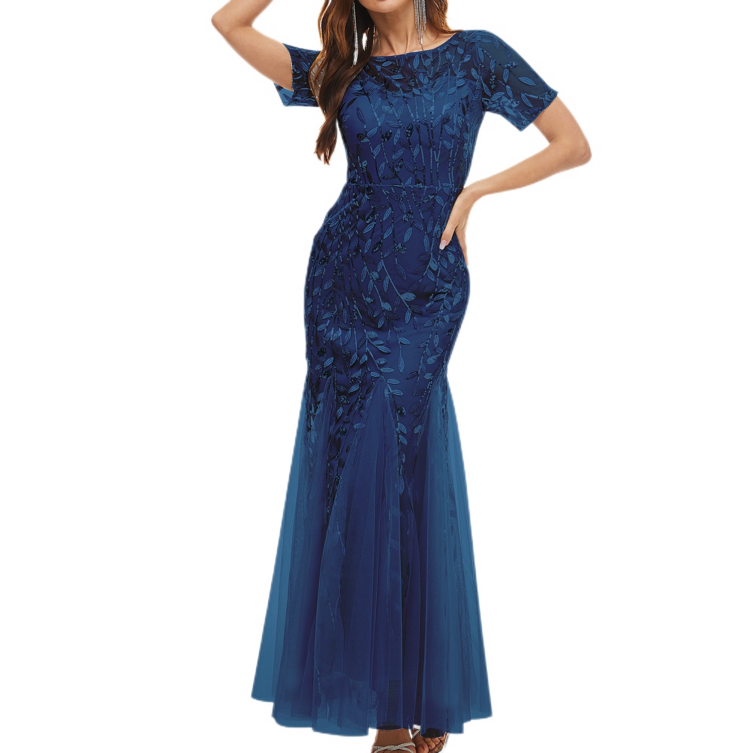 SWSMCLT Women's Sequin Dress Floor Length Semi Formal Sparkle Maxi ...