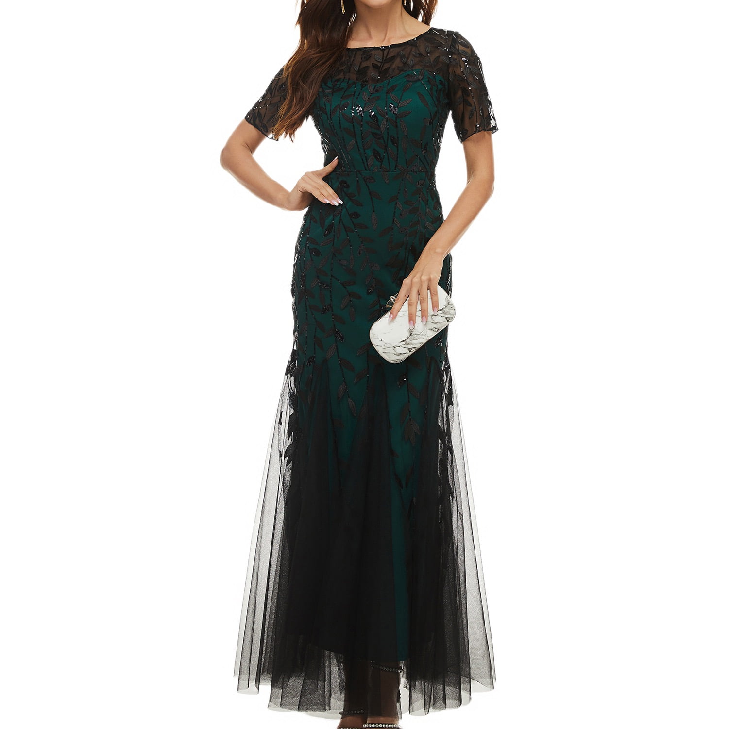 SWSMCLT Women's Sequin Dress Floor Length Semi Formal Sparkle Maxi ...