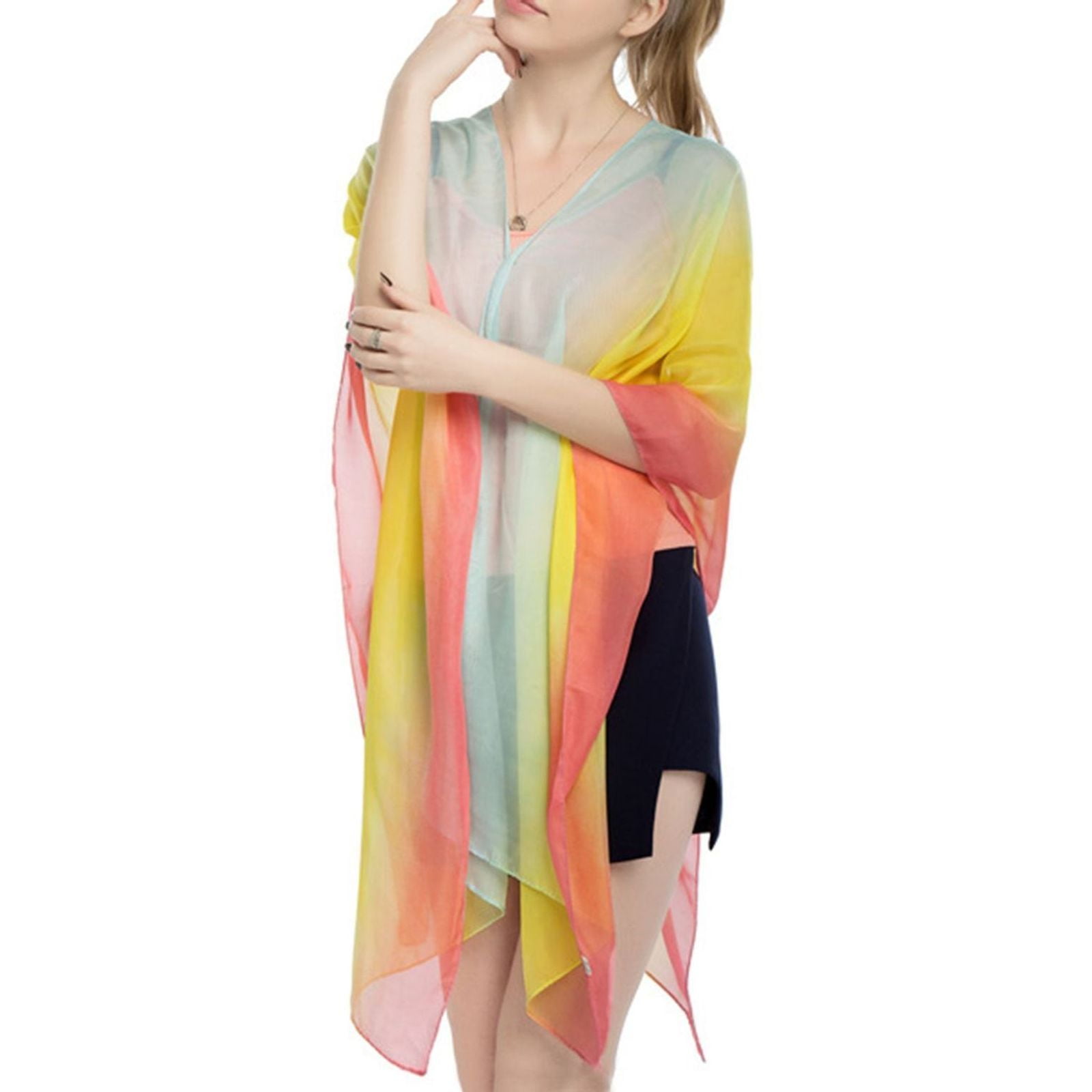 SWSMCLT Women's Sheer Cover Up Beach V Neck Lightweight Summer Bathing ...