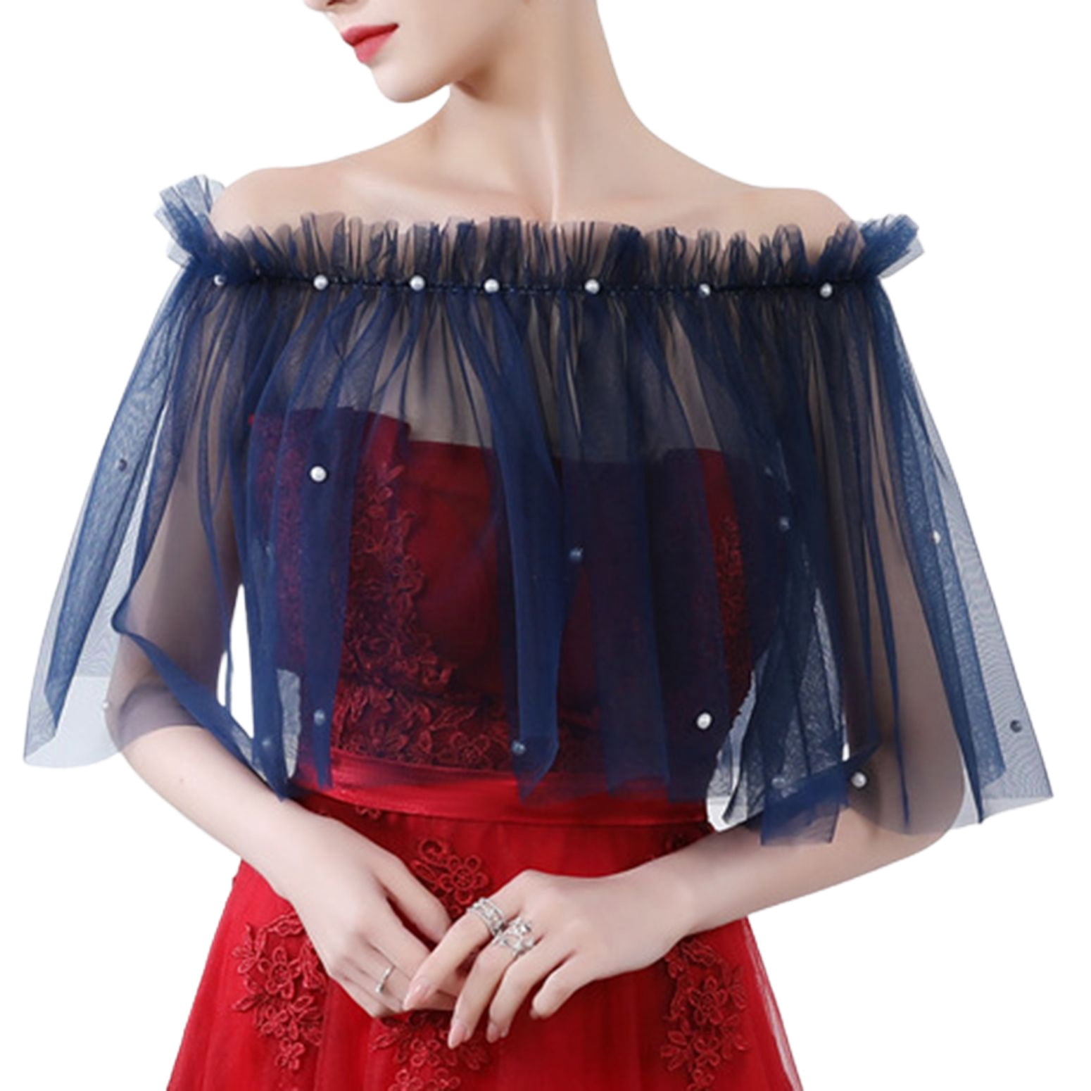 SWSMCLT Women's Sheer Shrug Cape Wedding Bolero Bridal Summer Tulle ...