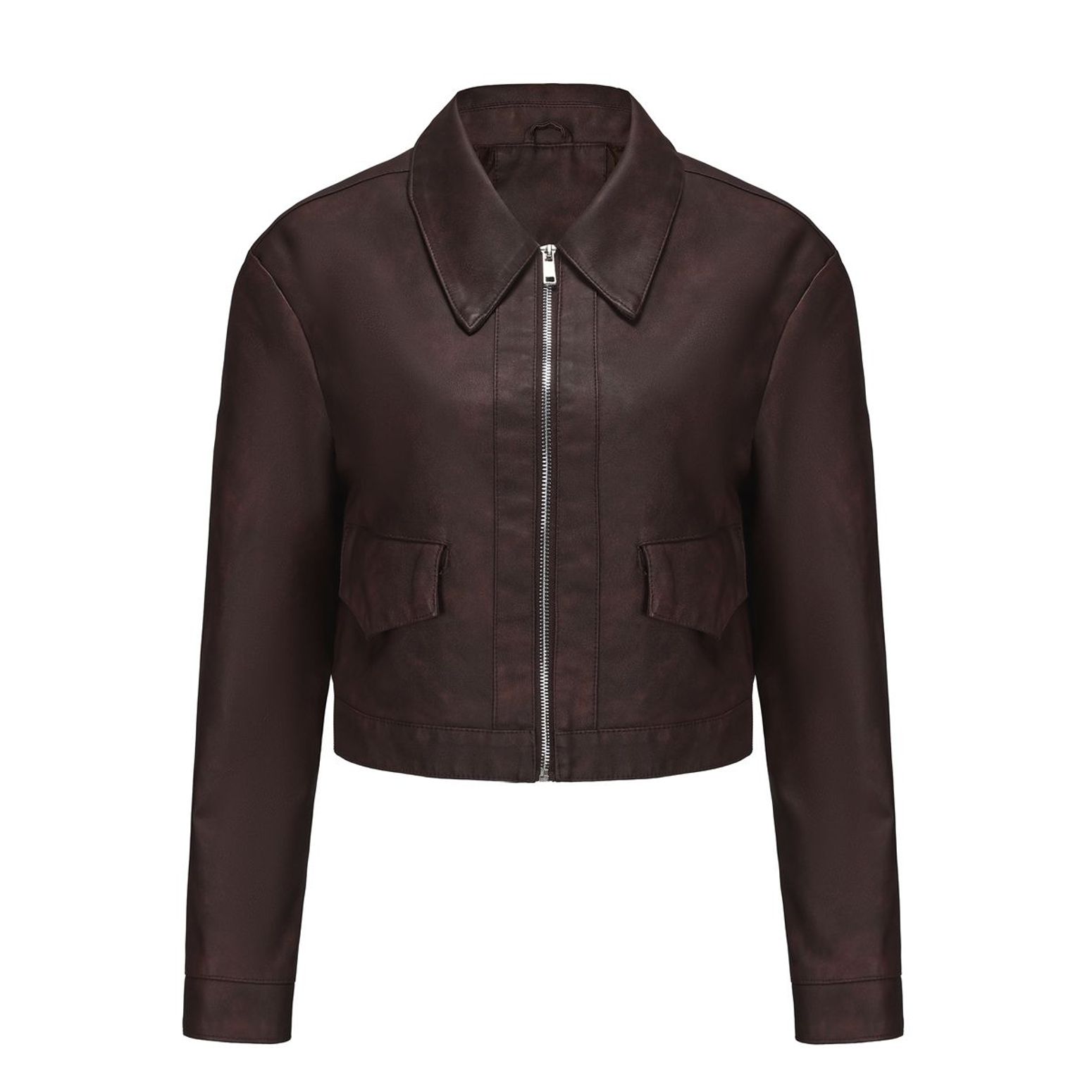SWSMCLT Women's Short Moto Jacket Collared Slim Fit Crop Jackets Zip Up ...
