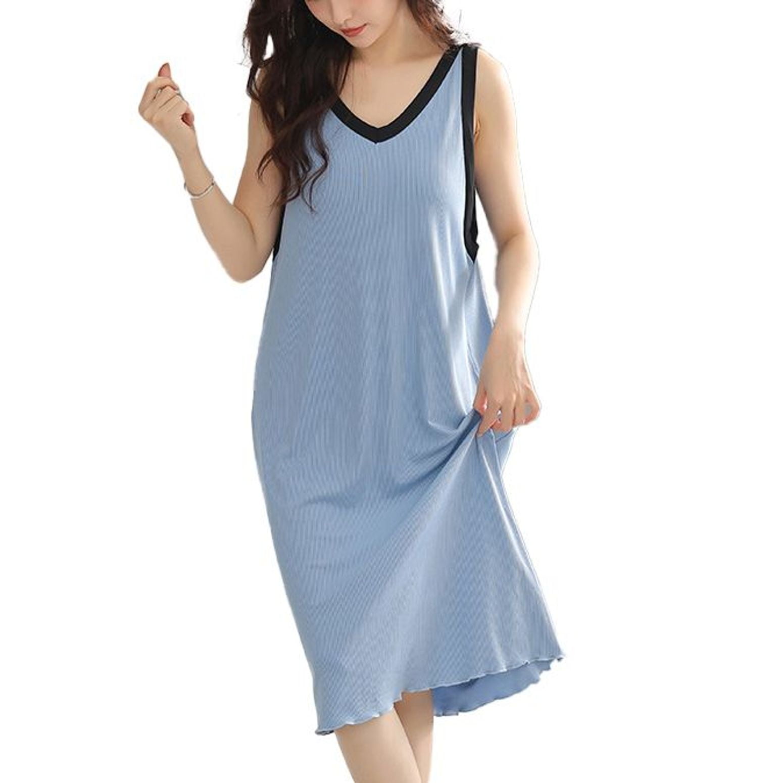 SWSMCLT Women's Soft Sleeveless Nightgown House Tank Sleepwear ...