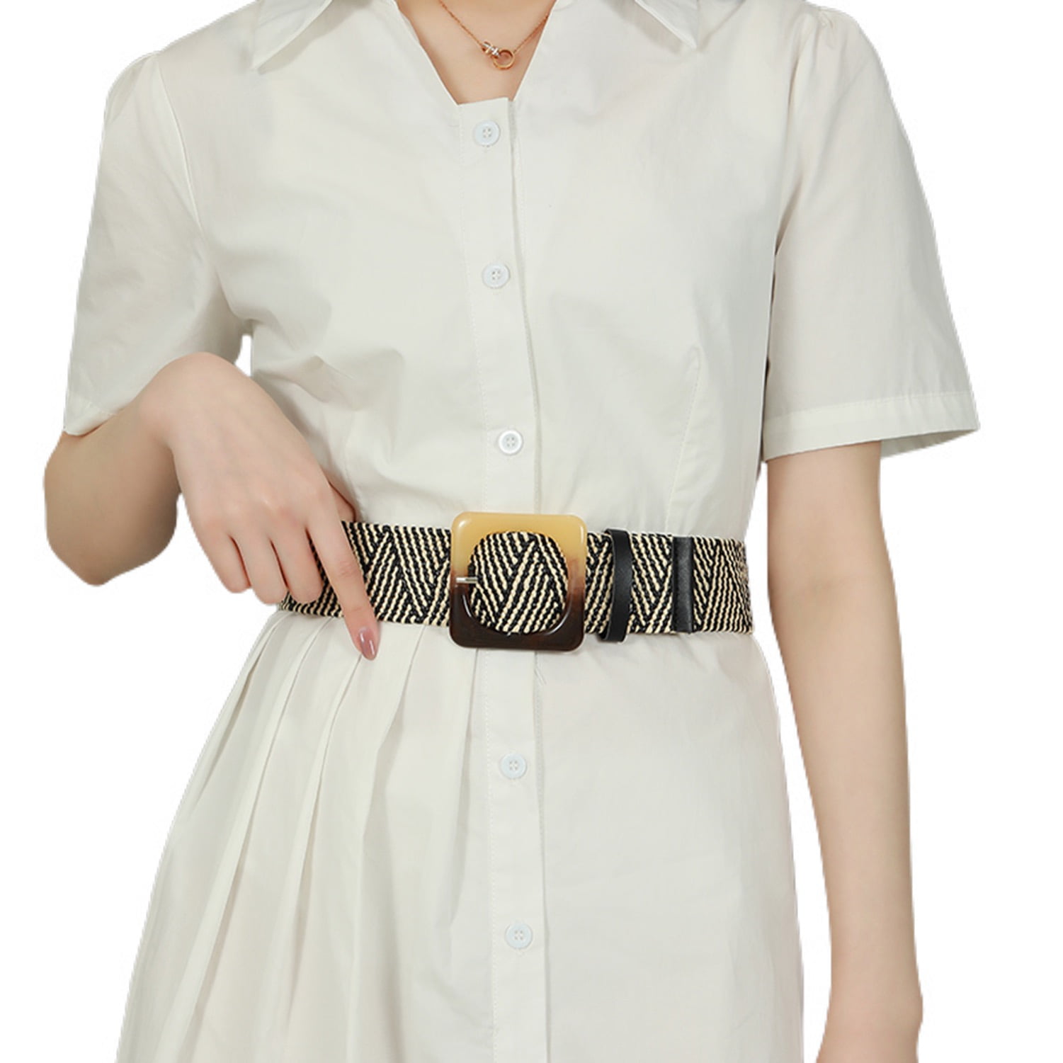 SWSMCLT Women's Stretch Rattan Webbing Belt Elastic Braided Web Belt ...