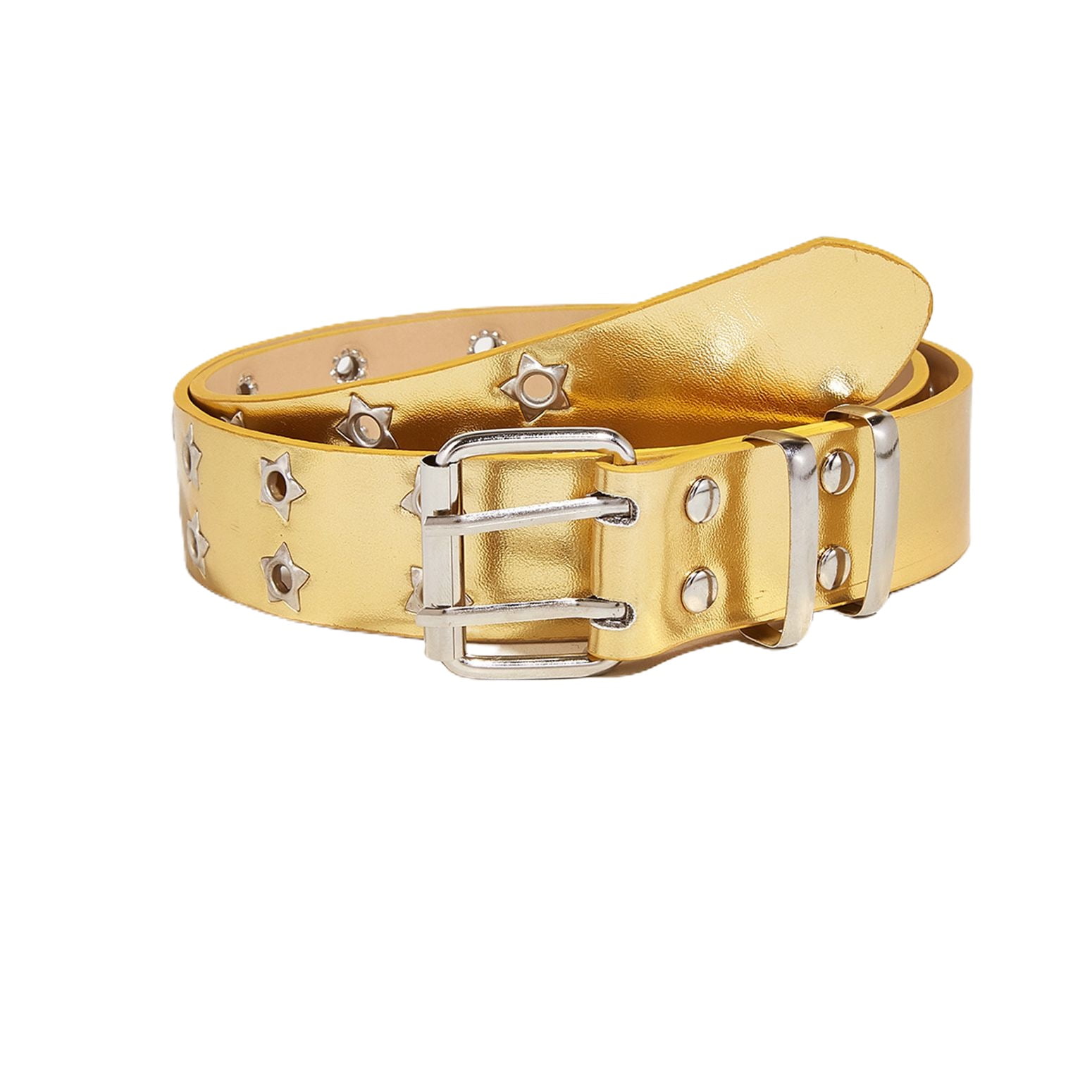 SWSMCLT Women's Studded Belt Punk Star Spiked Rivet Metal Buckle Disco ...