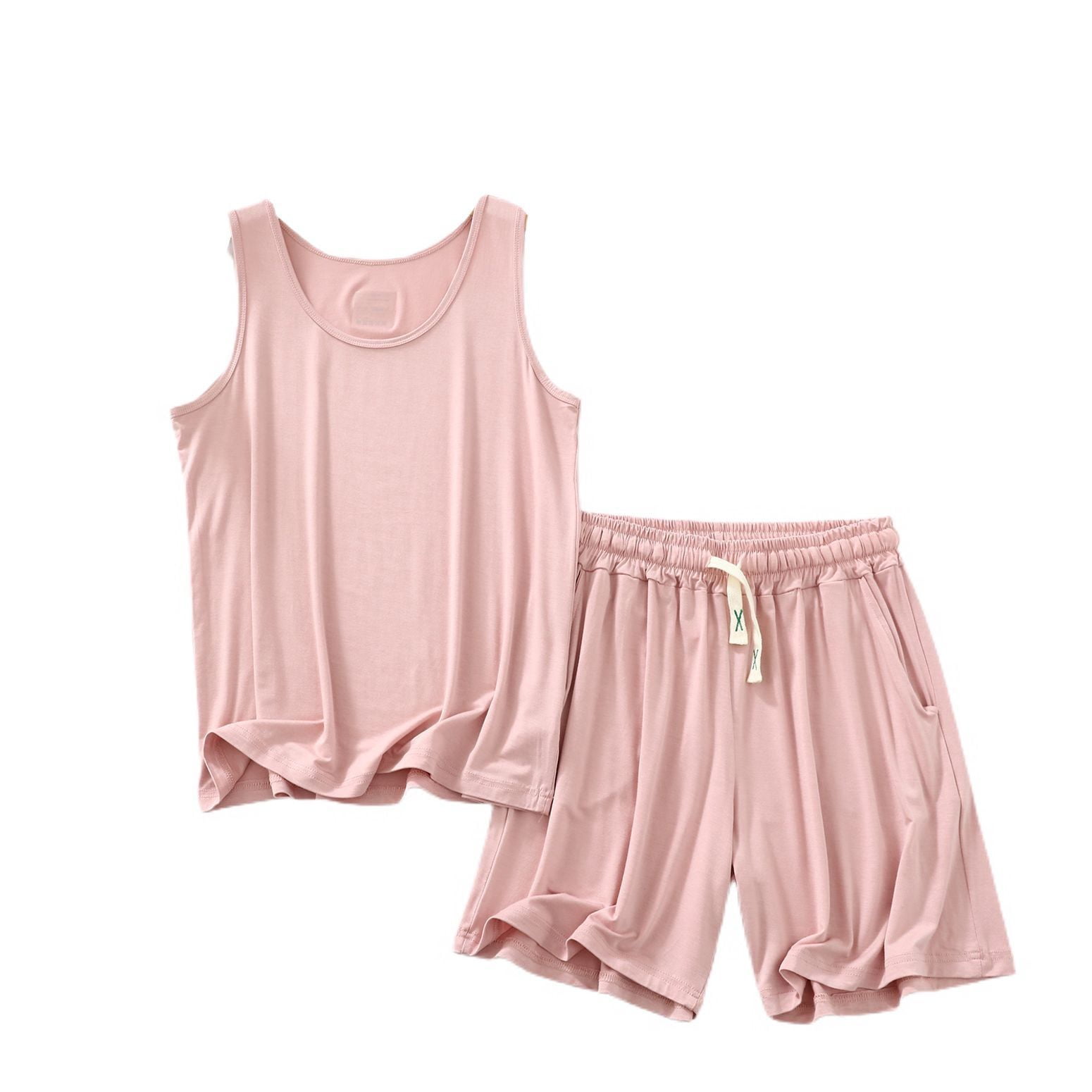SWSMCLT Women's Summer Pajama Set Soft Modal Sleeveless Elastic Waist ...