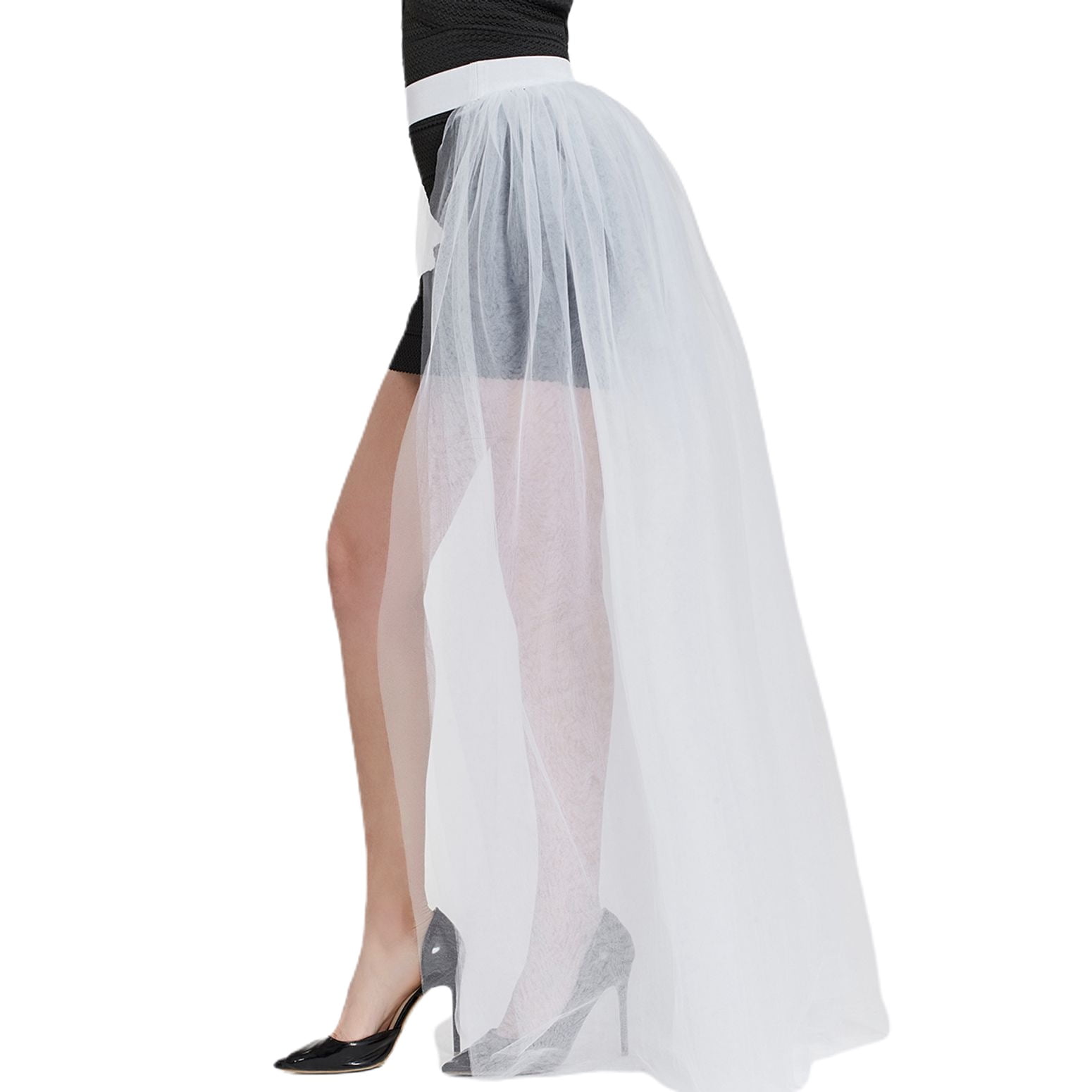 SWSMCLT Women's Tulle Skirt Tutu Overskirt Maxi Overlay Elastic Waist ...