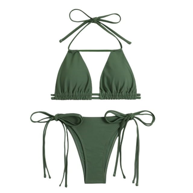 SWSMCLT Women's Two Piece Bikini Set String Beach Ruched Padded ...
