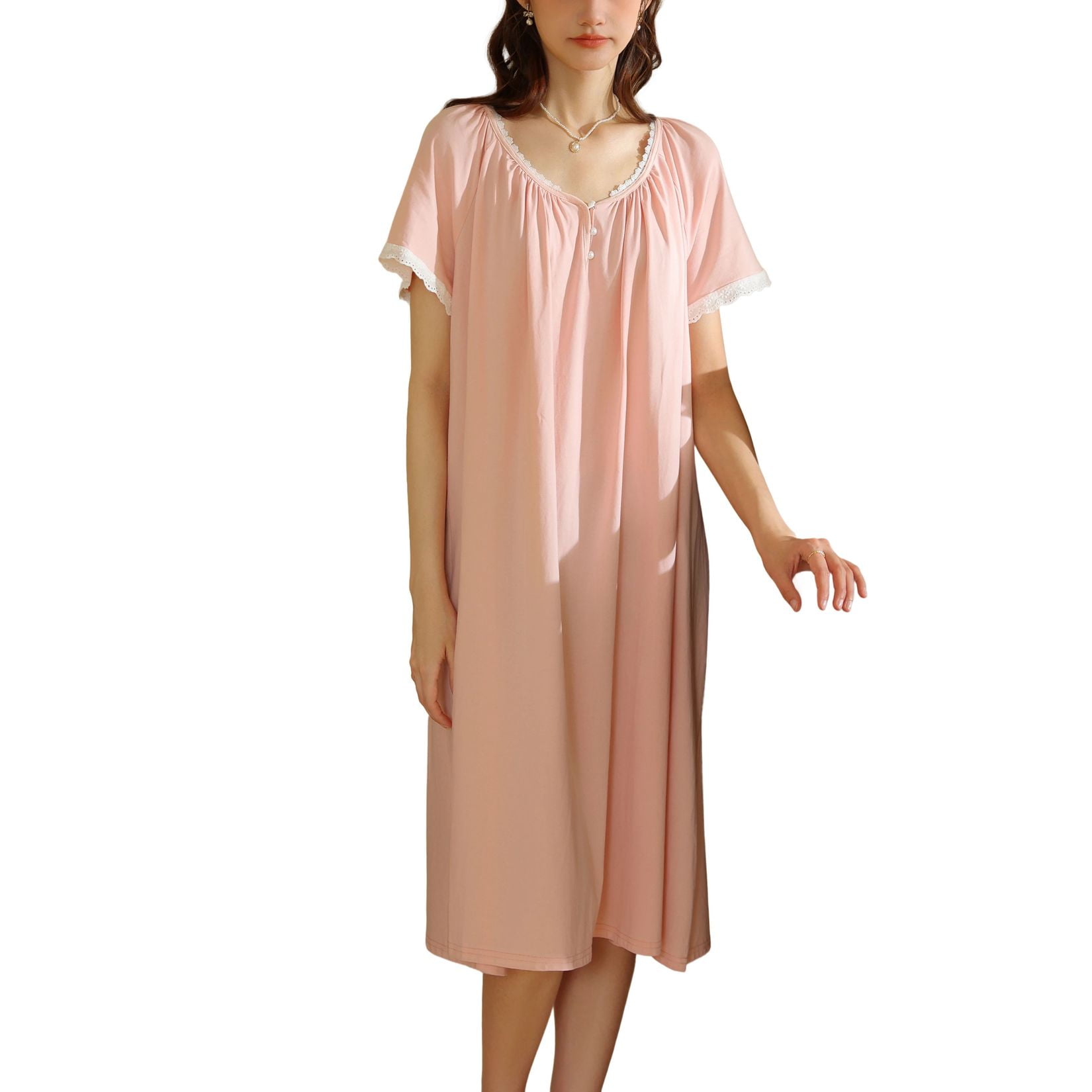 SWSMCLT Women's Victorian Vintage Nightgown Knee Length Night Gown ...