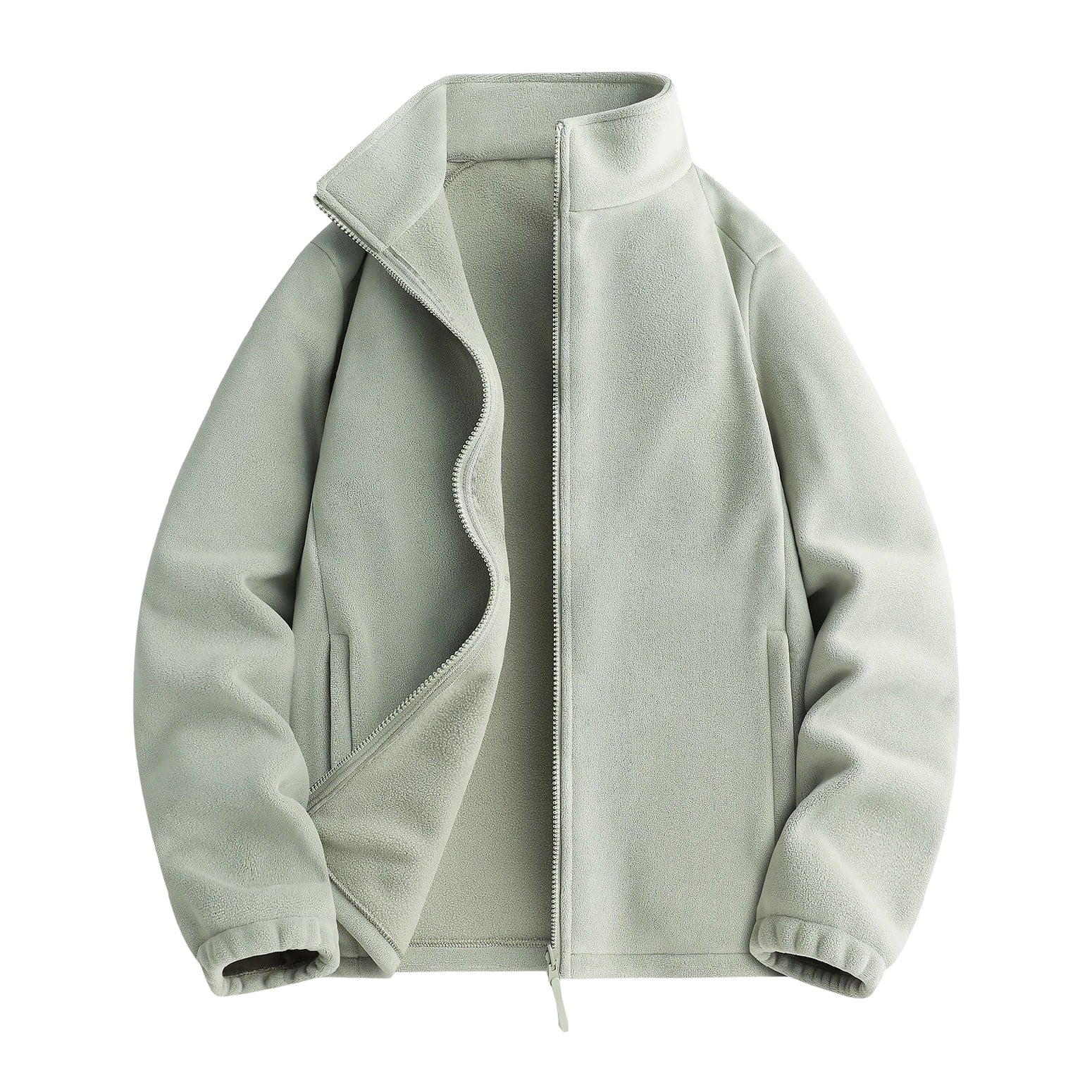 SWSMCLT Women's Warm Polar Fleece Full Zip Up Jackets Grey Green Medium ...