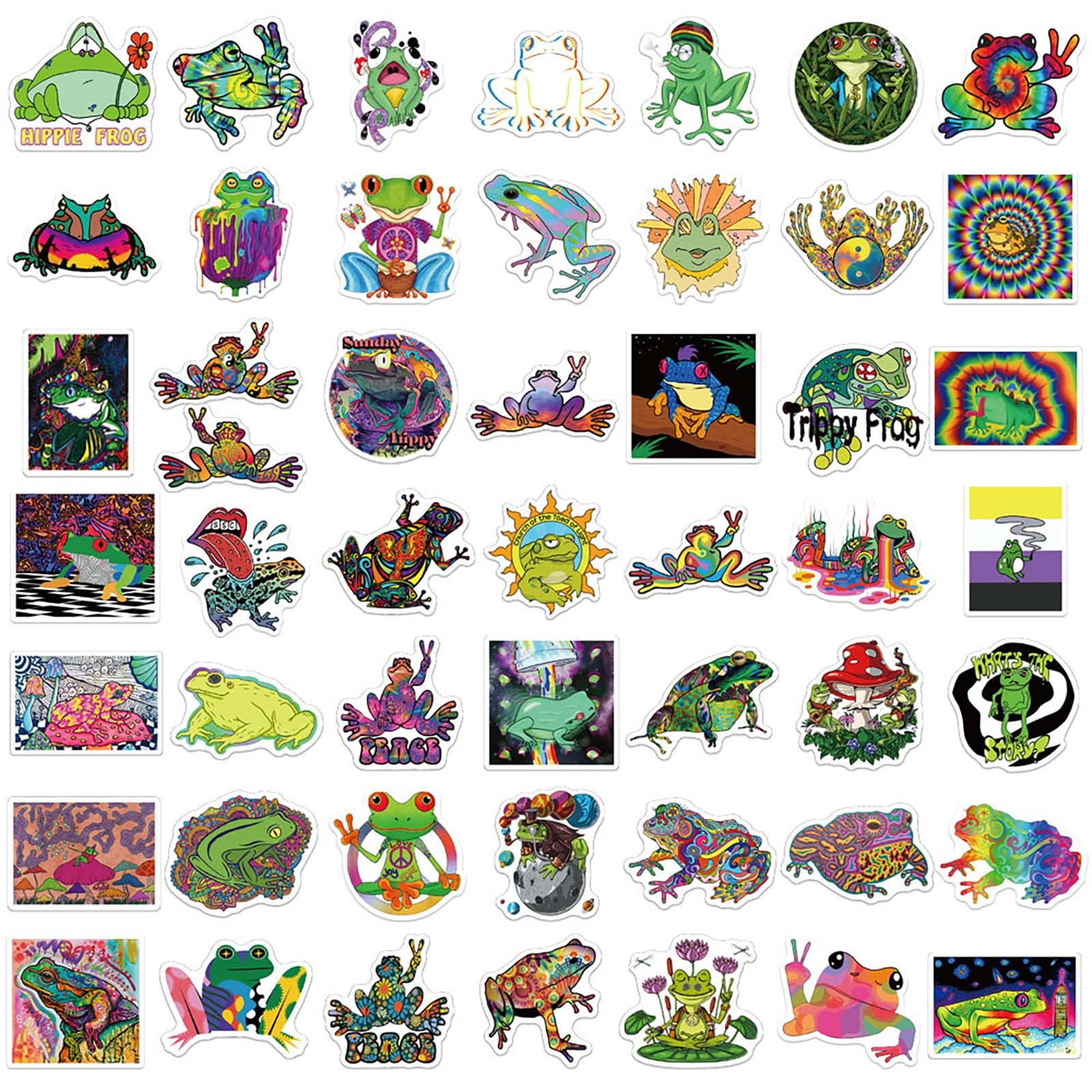 SWSUSN 50 Pieces Frog Stickers Frog Decals Cute Frog Laptop Vinyl ...
