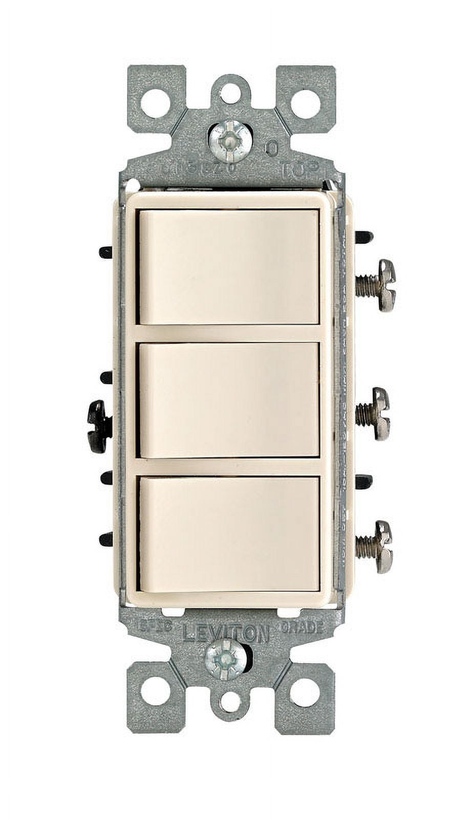 Leviton Decora Rocker Triple Combination Switch, 15A, Light Almond, 1 ...