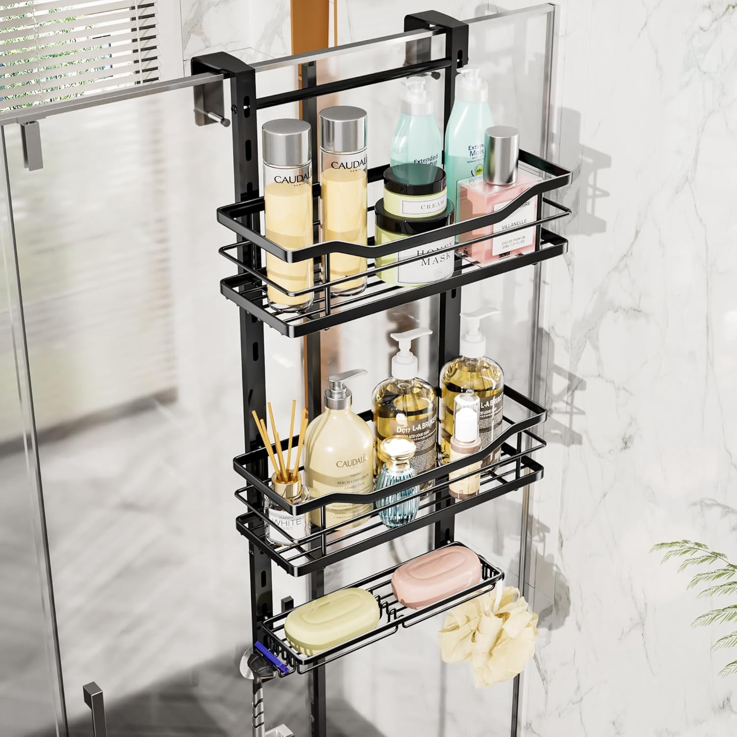 SWTYMIKI Over the Door Shower Caddy - 3 Tier Adjustable Shower ...