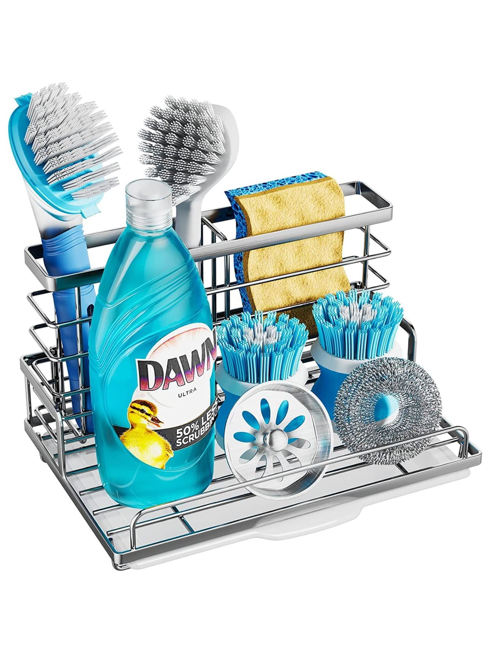 SWTYMIKI Sink Caddy Kitchen Sink Organizer, Large Capacity Sink Sponge ...