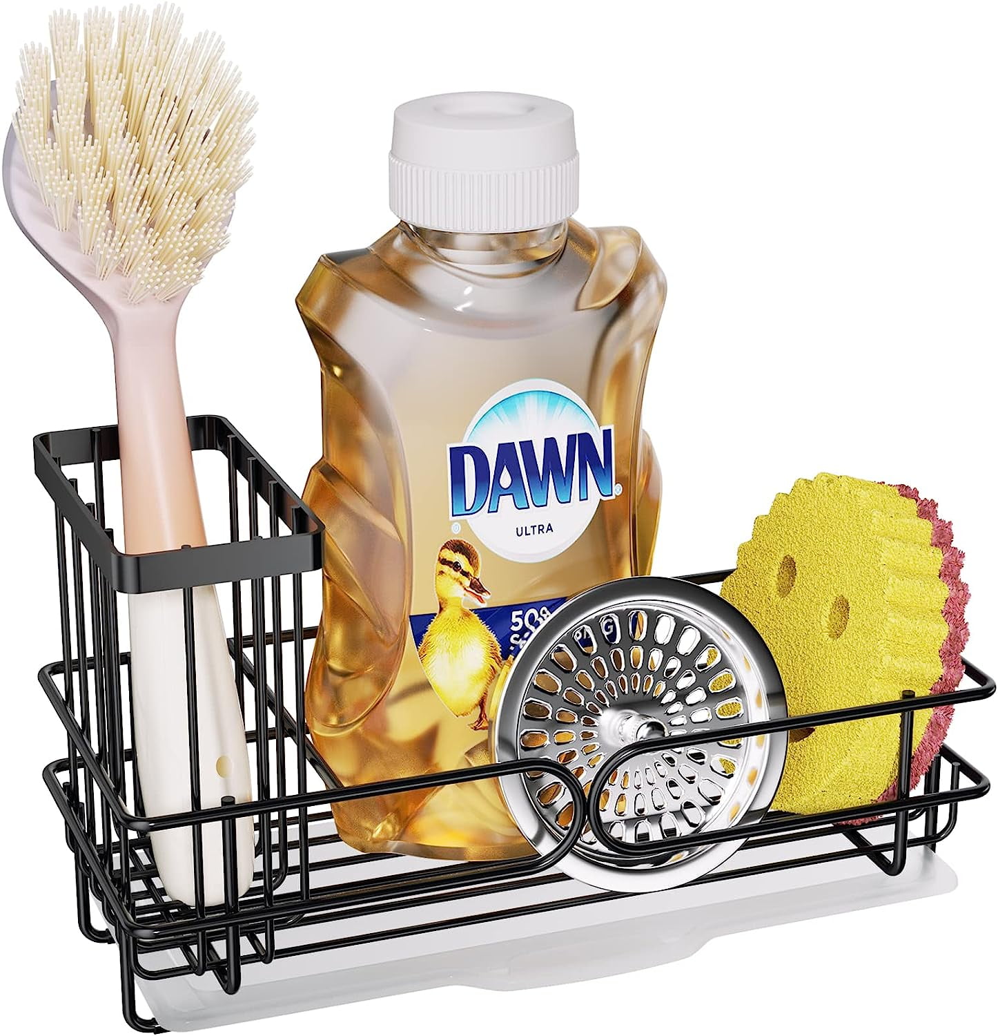 SWTYMIKI Kitchen Sink Organizer, Sponge Holder with Brush Holder and ...