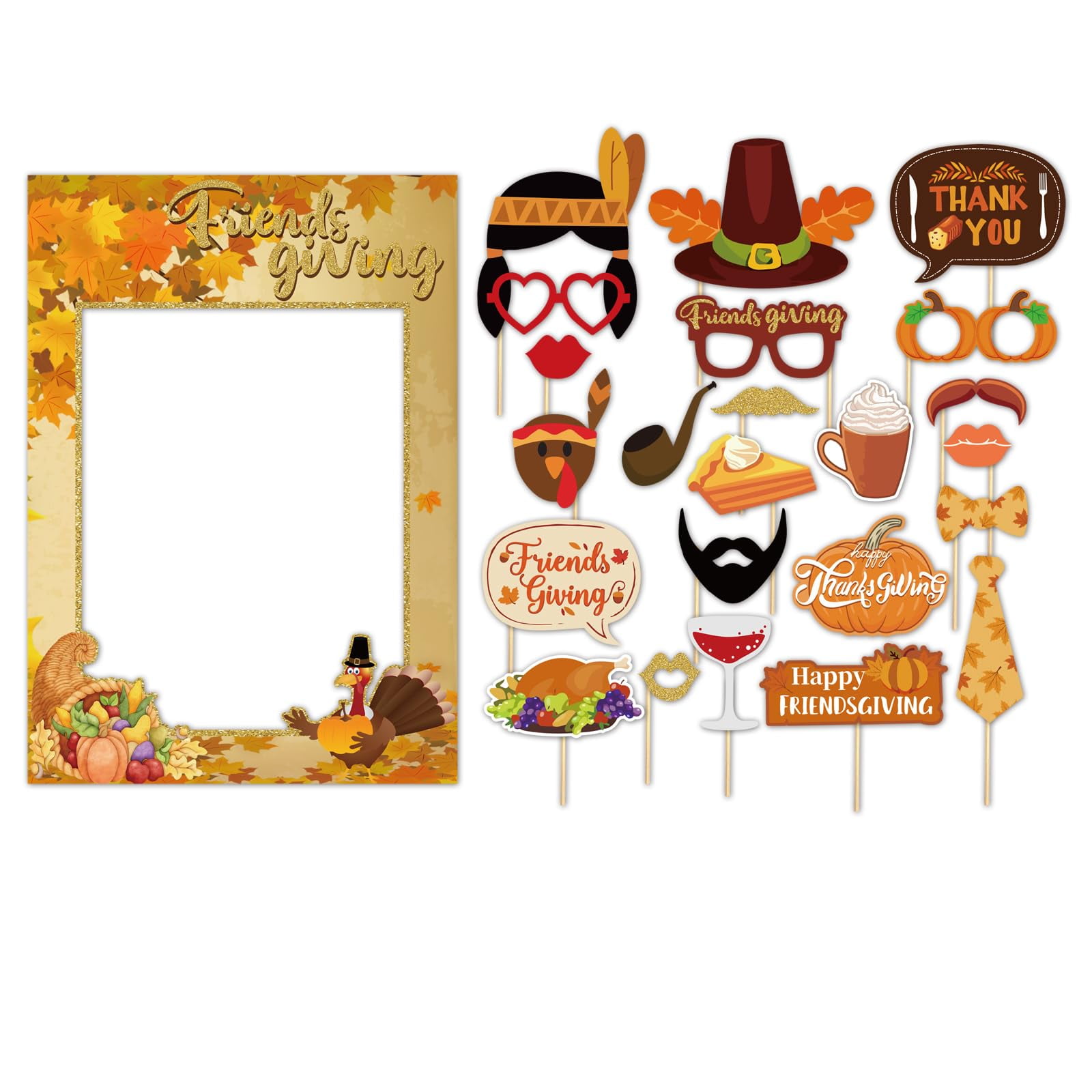 SWYOUN Friendsgiving Party Photo Booth Props Thanksgiving Day Party ...