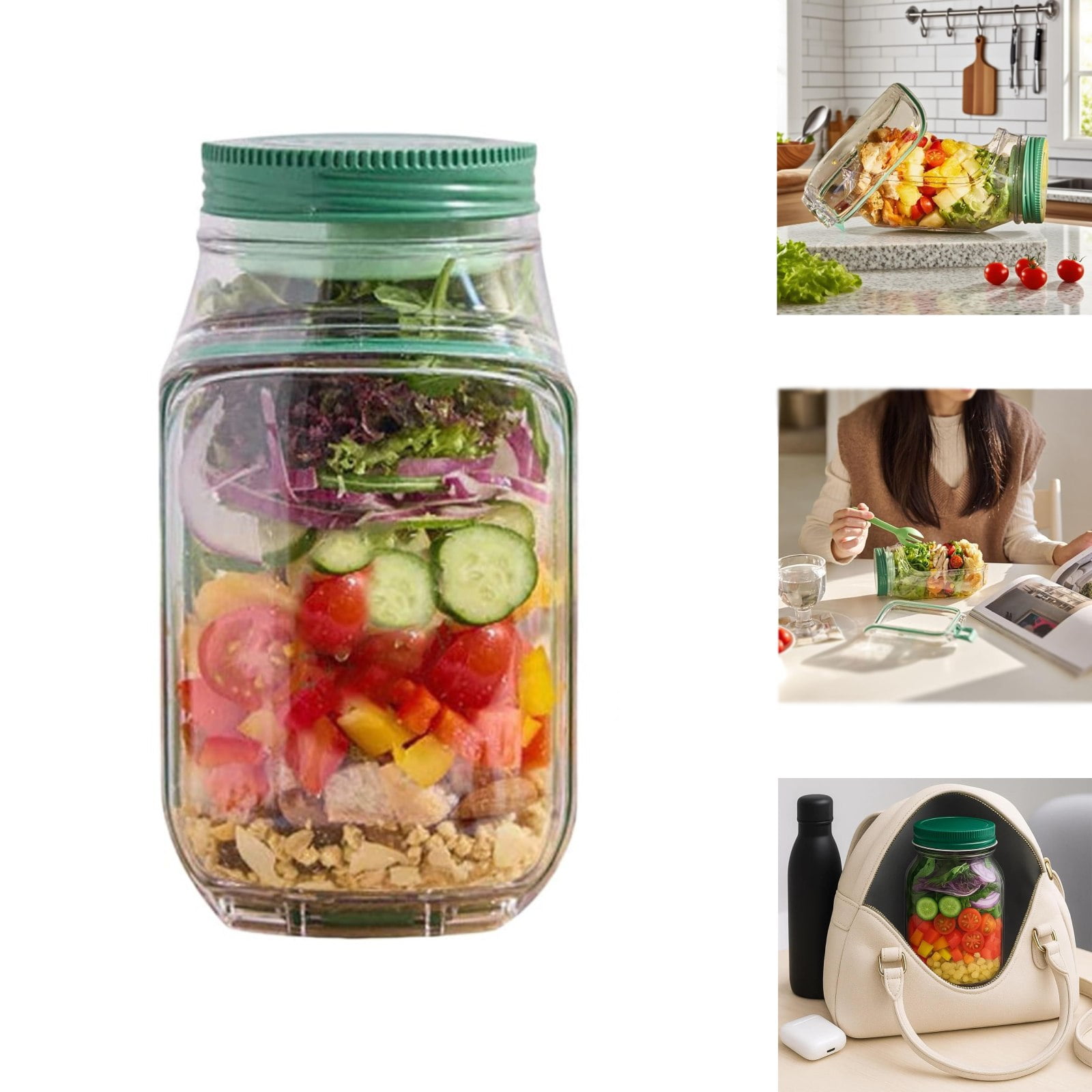 SXAURA Salad Pod Mason Jar Side Open, The Original Salad Pod - Walmart.com