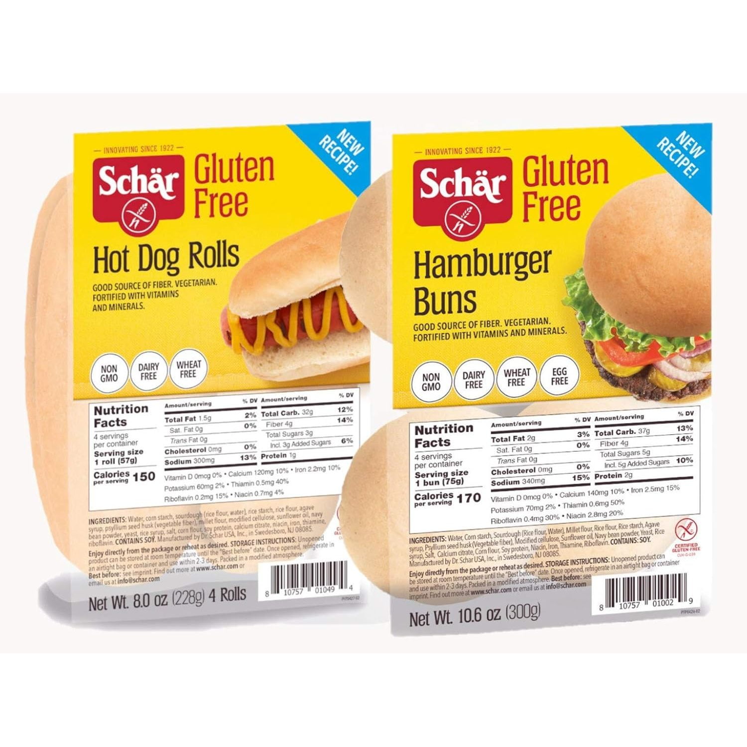 SXDF Gluten Free Hot Dog and Hamburger Bun Combo | 8 Total Buns ...
