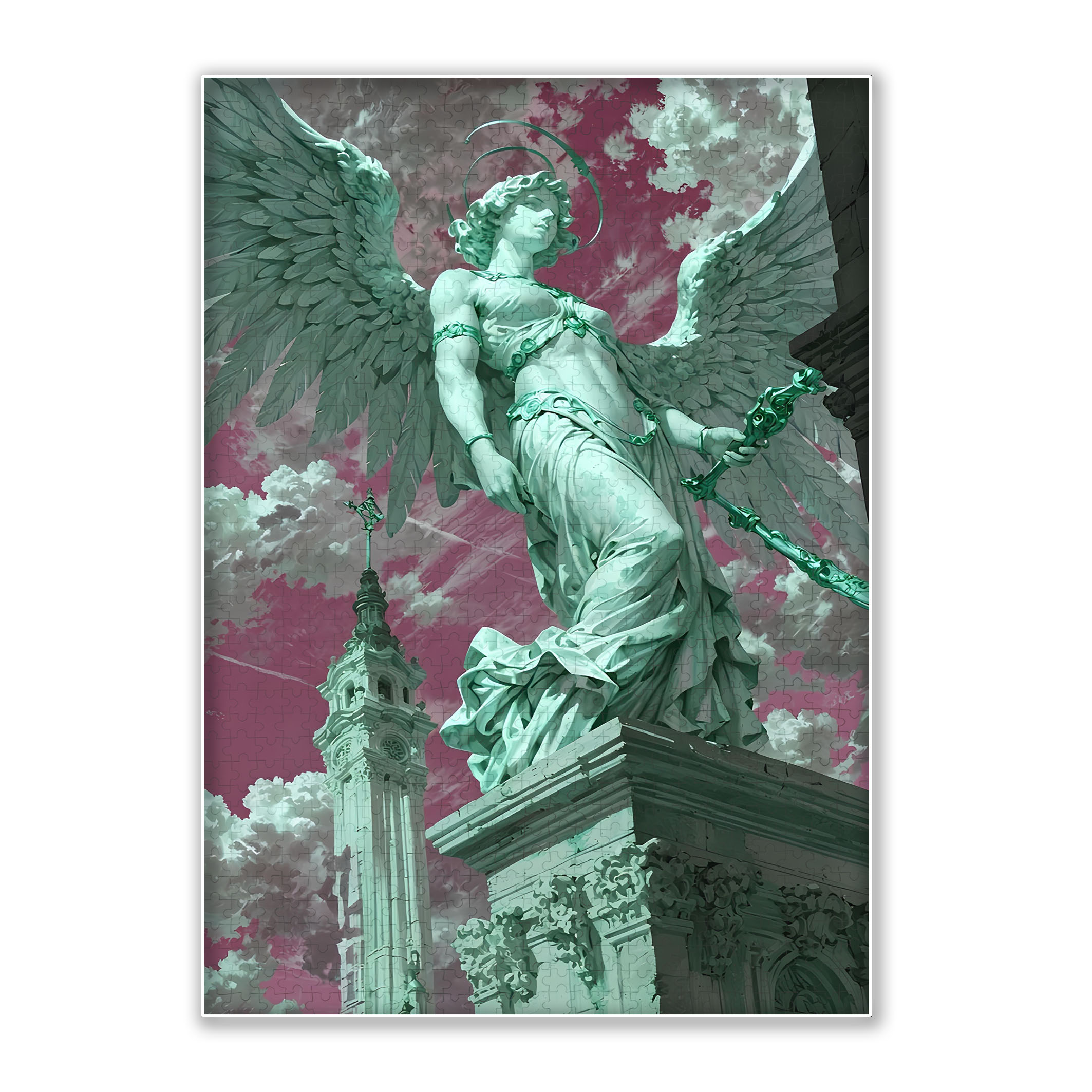 SXFVHN 500-Piece Angel Statue & Tower Art Wood Jigsaw Puzzle, Eco ...