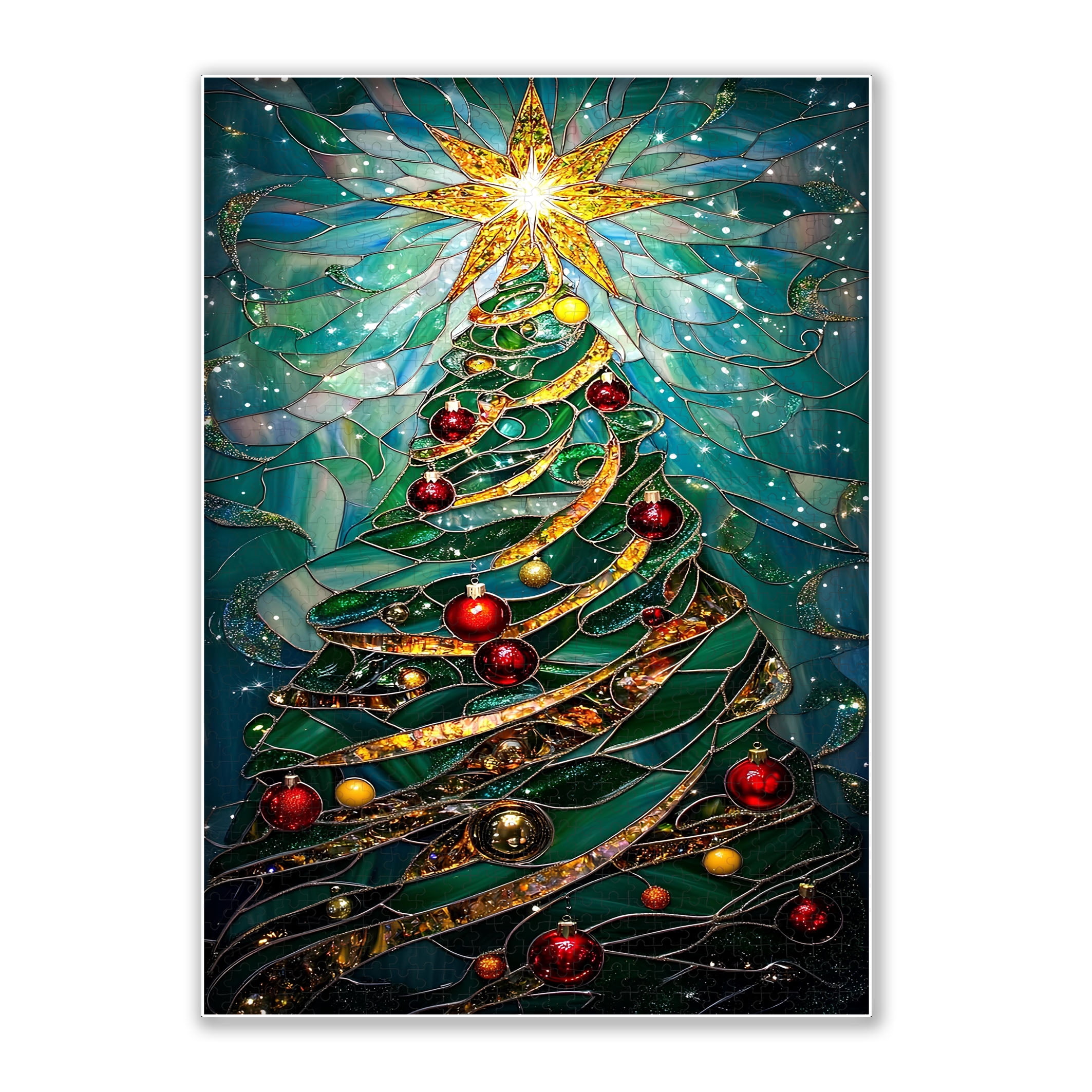 SXFVHN 500-Piece Vibrant Floral Christmas Tree Wood Jigsaw Puzzle, Eco ...