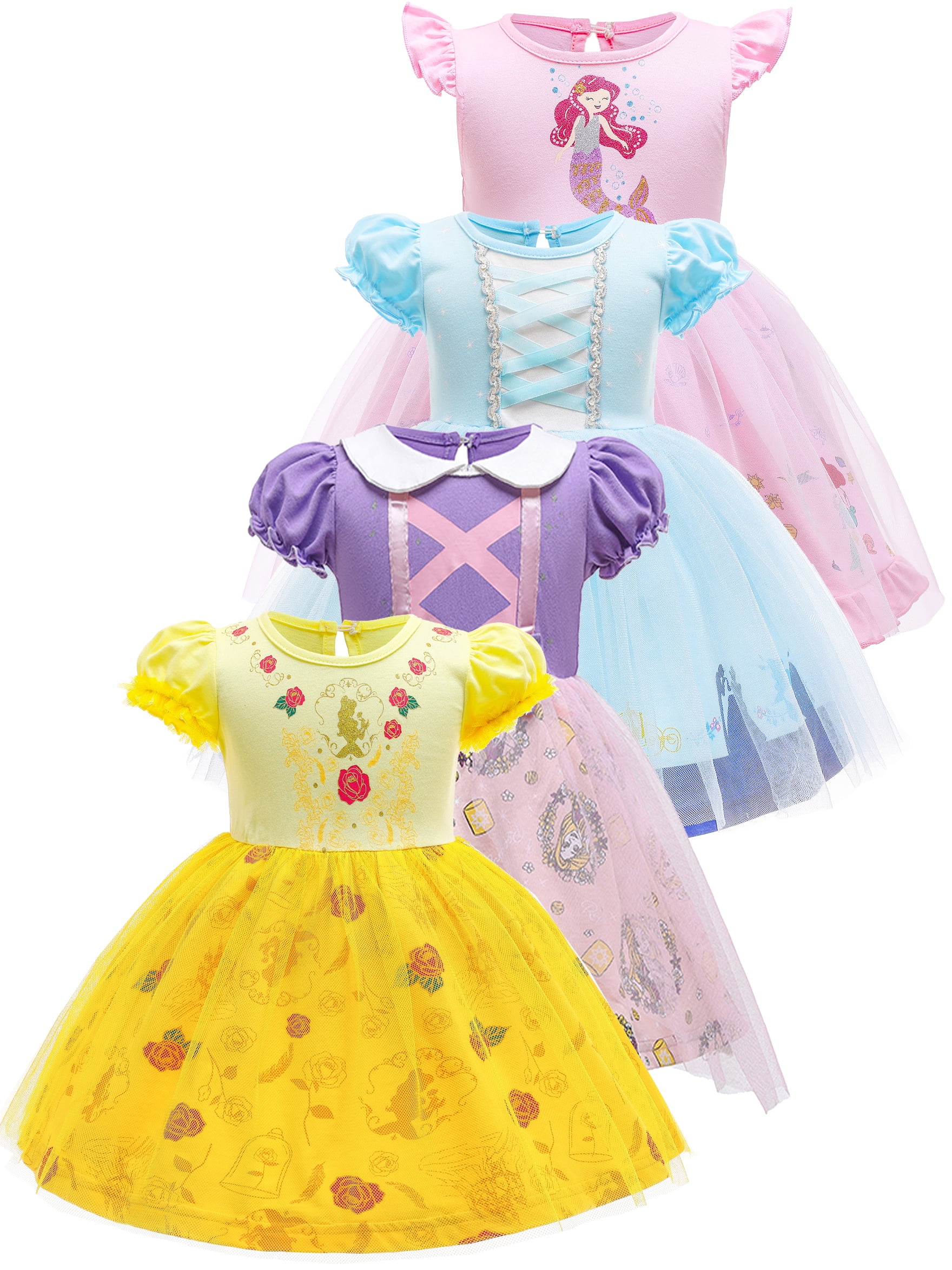 SXIMEE 1-6T Yellow Princess Dress Up Clothes for Toddler Girls Kids ...
