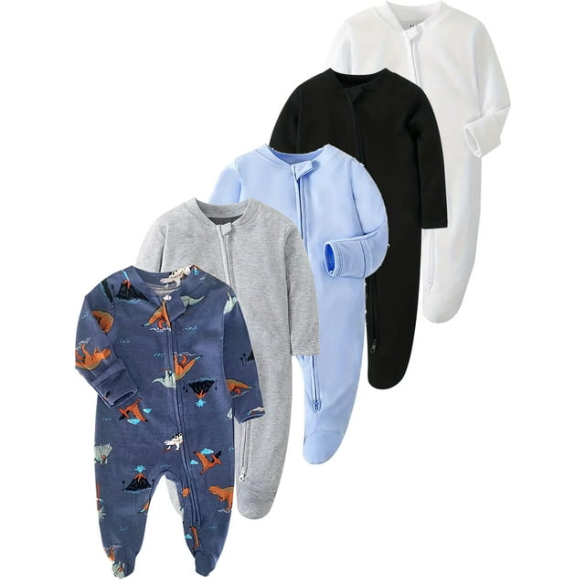 SXIMEE 1 Piece Infant Unisex Baby Boys' Sleep and Play Footed Pajamas, 2 Way Zipper with Mitten ...