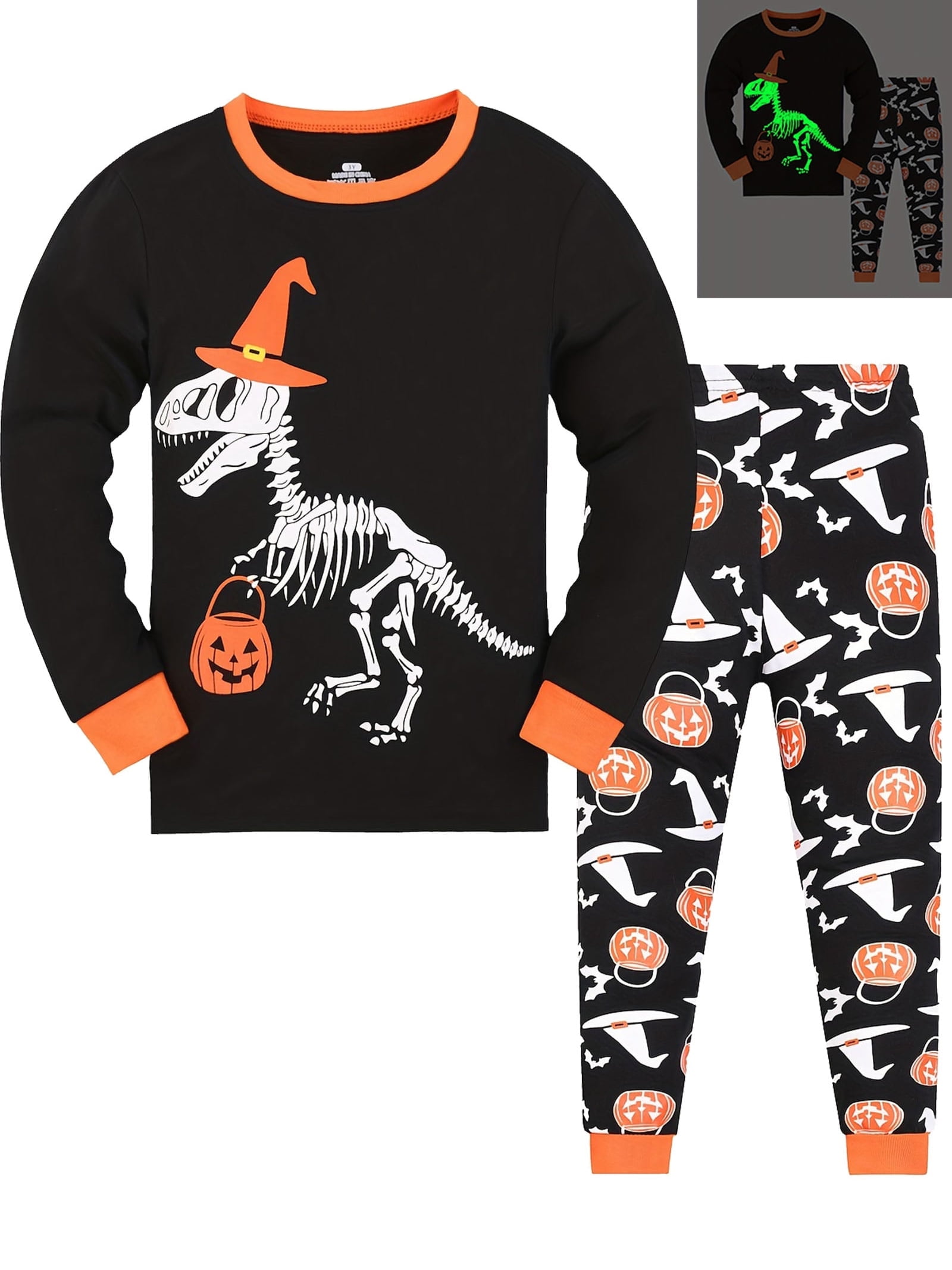 SXIMEE 2-9Y Boys Girls Halloween Pajamas Glow in The Dark Skeleton ...