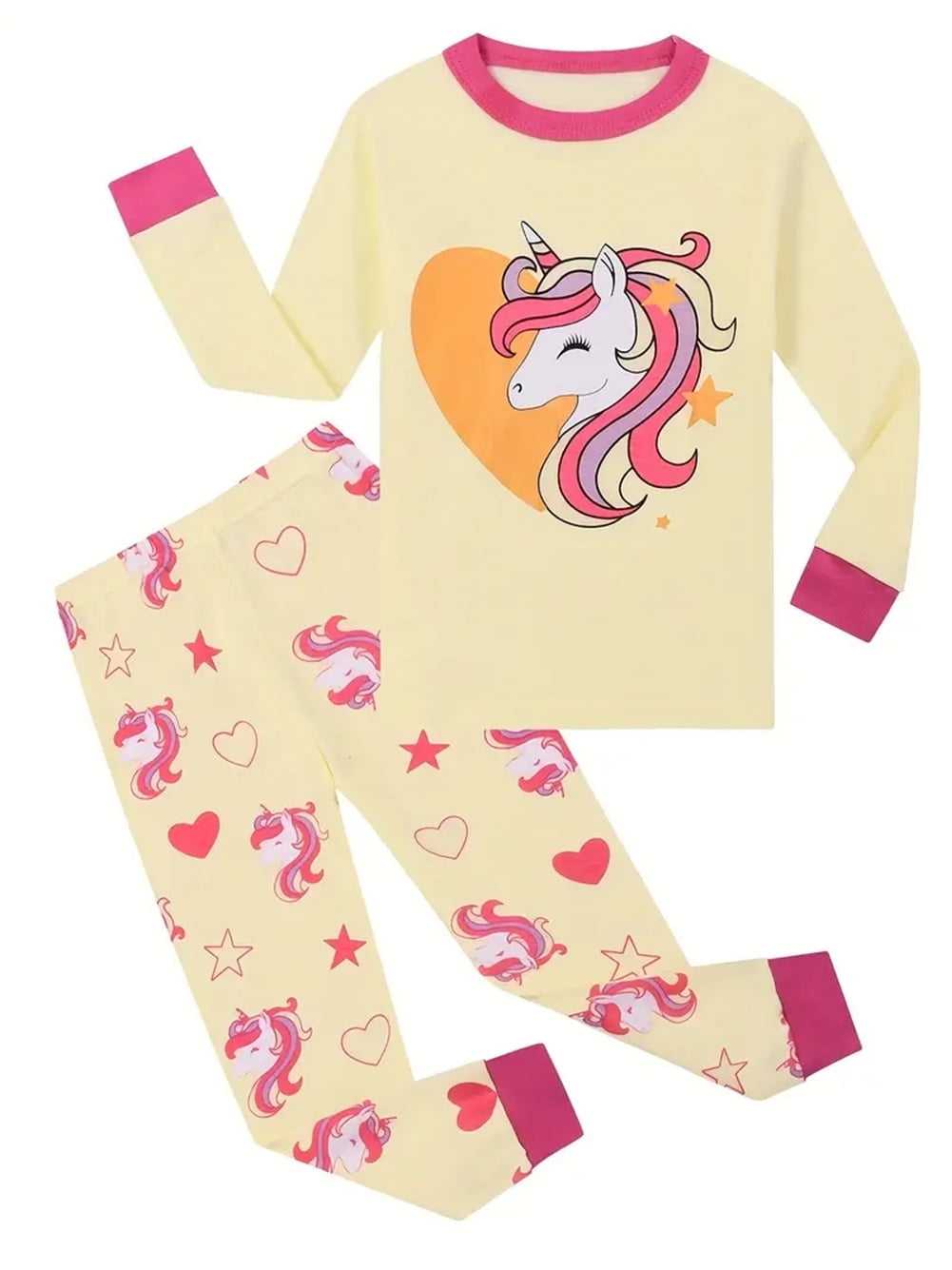 SXIMEE 3-8T Long Sleeve Snug Fit Pajamas for Girls 100% Cotton ...