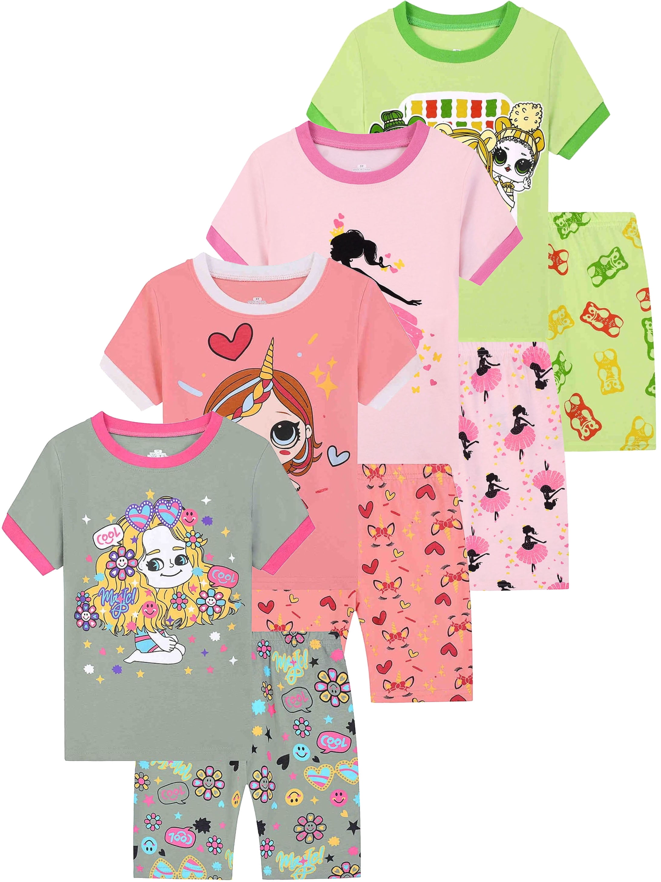 SXIMEE Cool Girls Summer Sleepwear Set T-Shirt and Short Pant 2 Piece ...