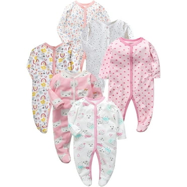 Bellafa Baby Boys Girls Footed Pajamas Cotton Long Sleeve Snap-up ...